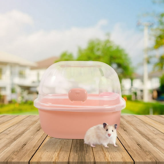LOLIPPYY Transparent Pink Hamster Travel Container with Cozy Habitat ...