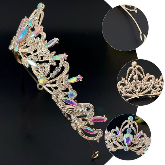 LOLIPPYY Vintage Style Multi Color Crown Tiara Headwear for Wedding ...