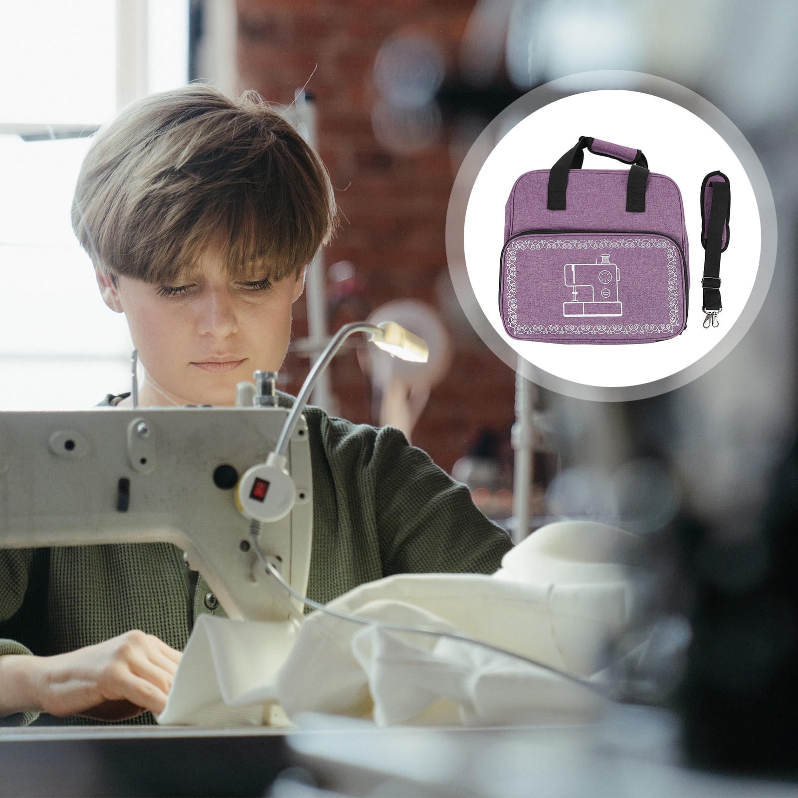 LOLIPPYY Violet Portable Sewing Machine Carrying Case with Large ...