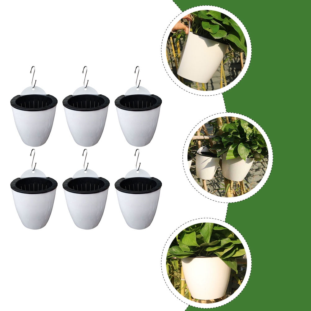 LOLIPPYY Wall Flowerpot 6 Sets White Round Resin Plant Container for ...