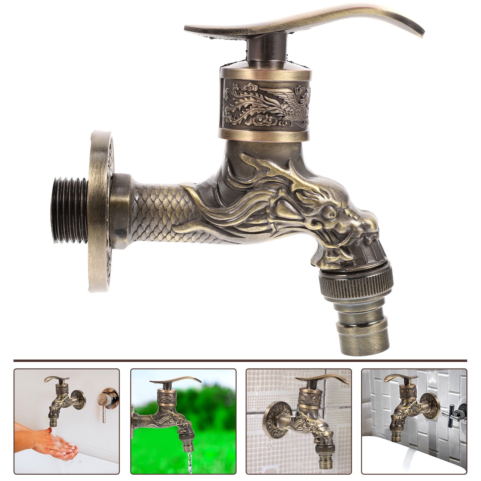 LOLIPPYY Wall Mounted Dark Brown Metal Faucet with Retro Design for ...