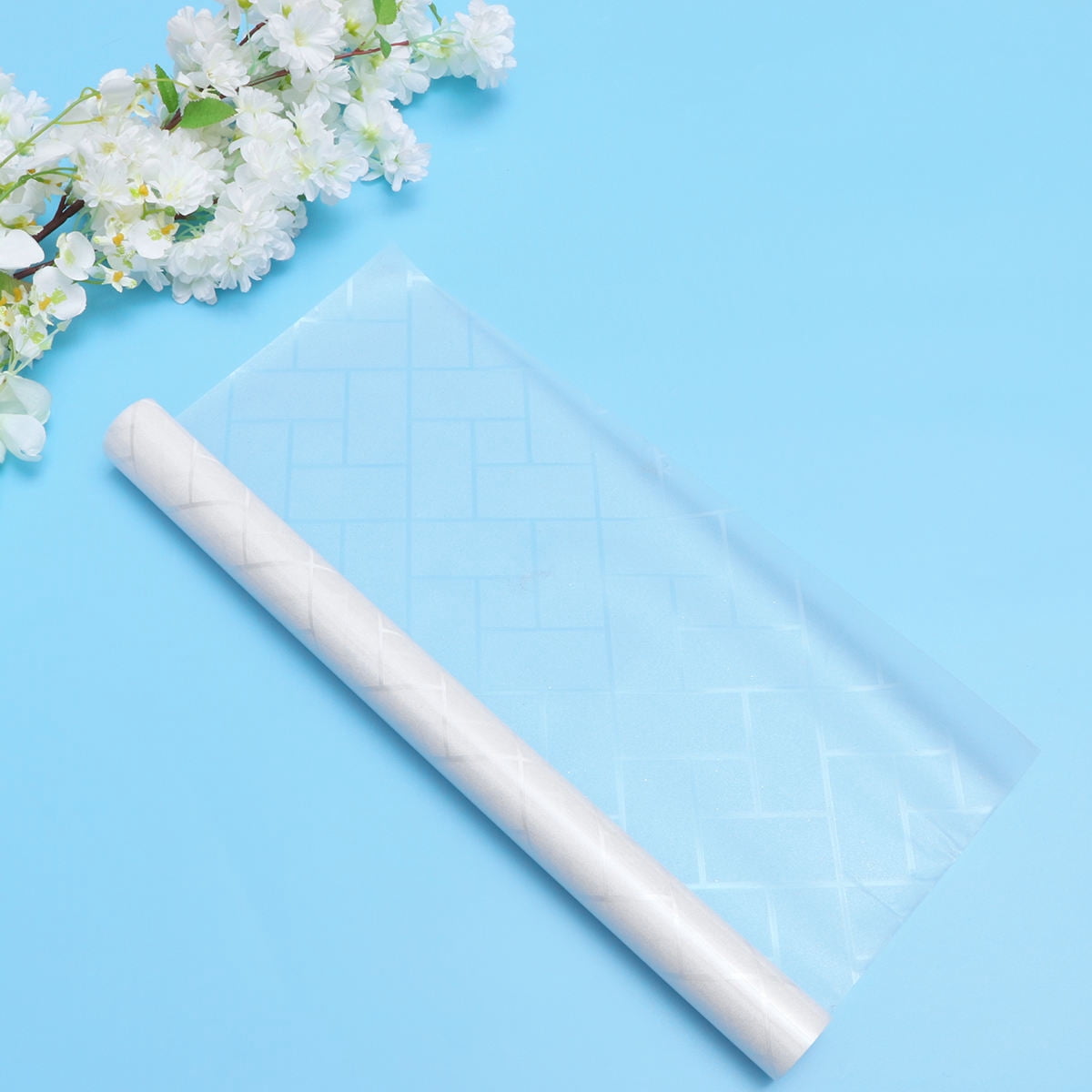 LOLIPPYY White Oblique Grid Window Film Self Static Cling PVC ...