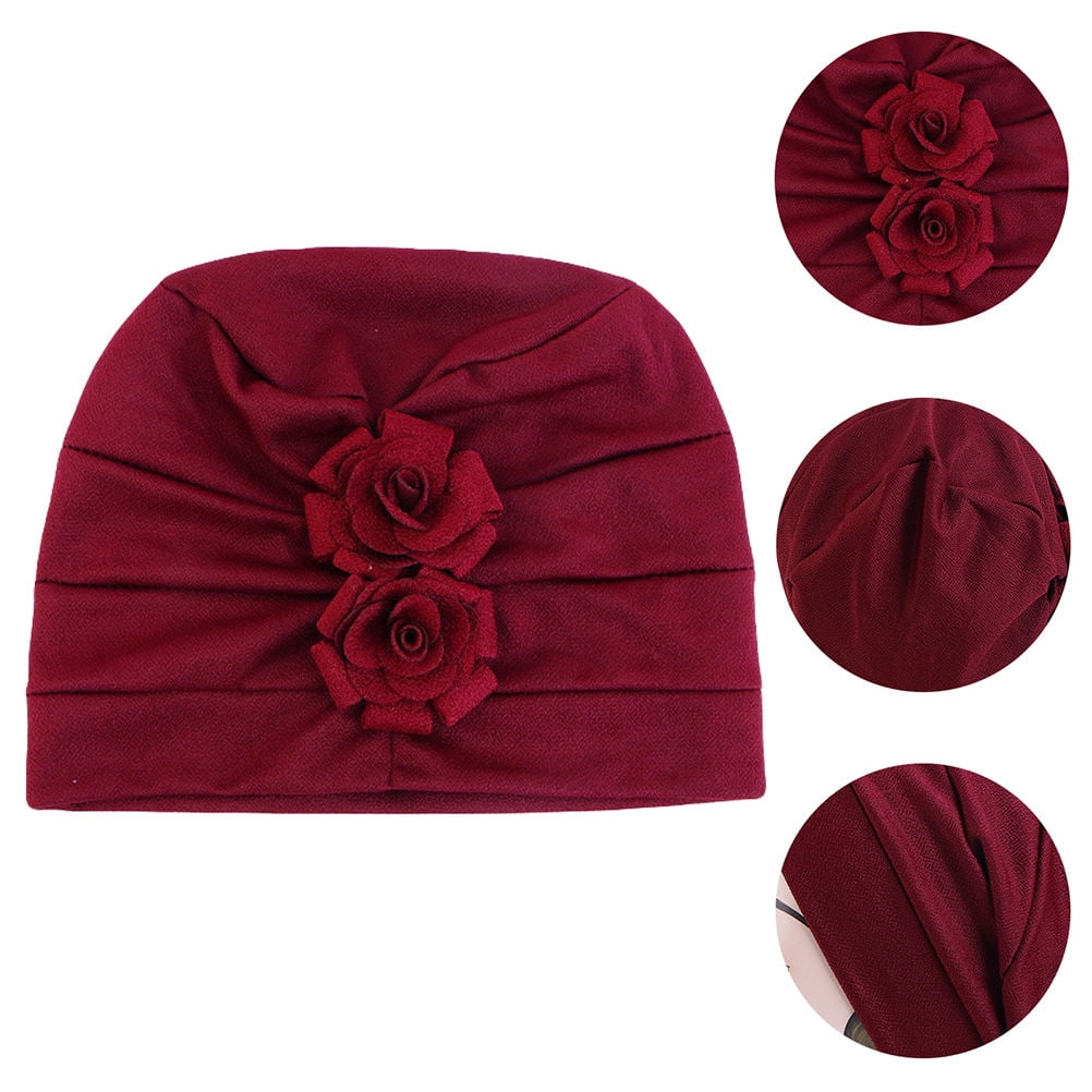 LOLIPPYY Women's Cap for Sleeping Hair Wrap in Dark Red, Polyester ...
