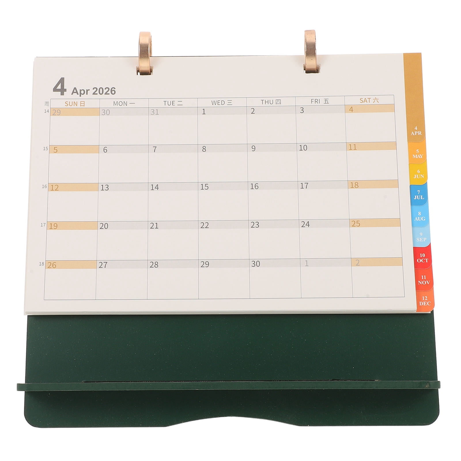 LOLIPPYY Wood Desktop Calendar 2026 Green Flip Planner with Stand for ...