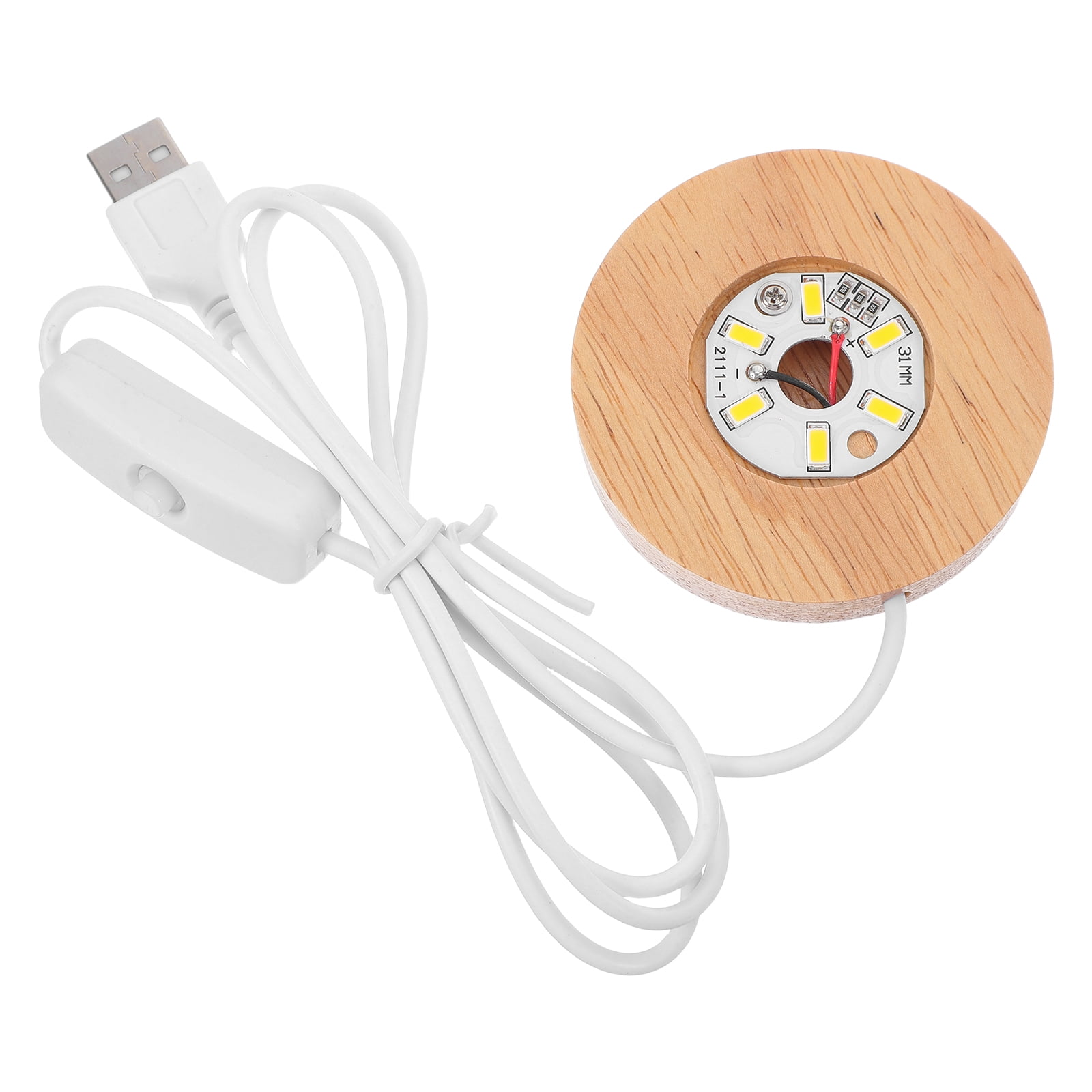 LOLIPPYY Wooden Led Light Base For Crystal Display Usb Powered Night ...