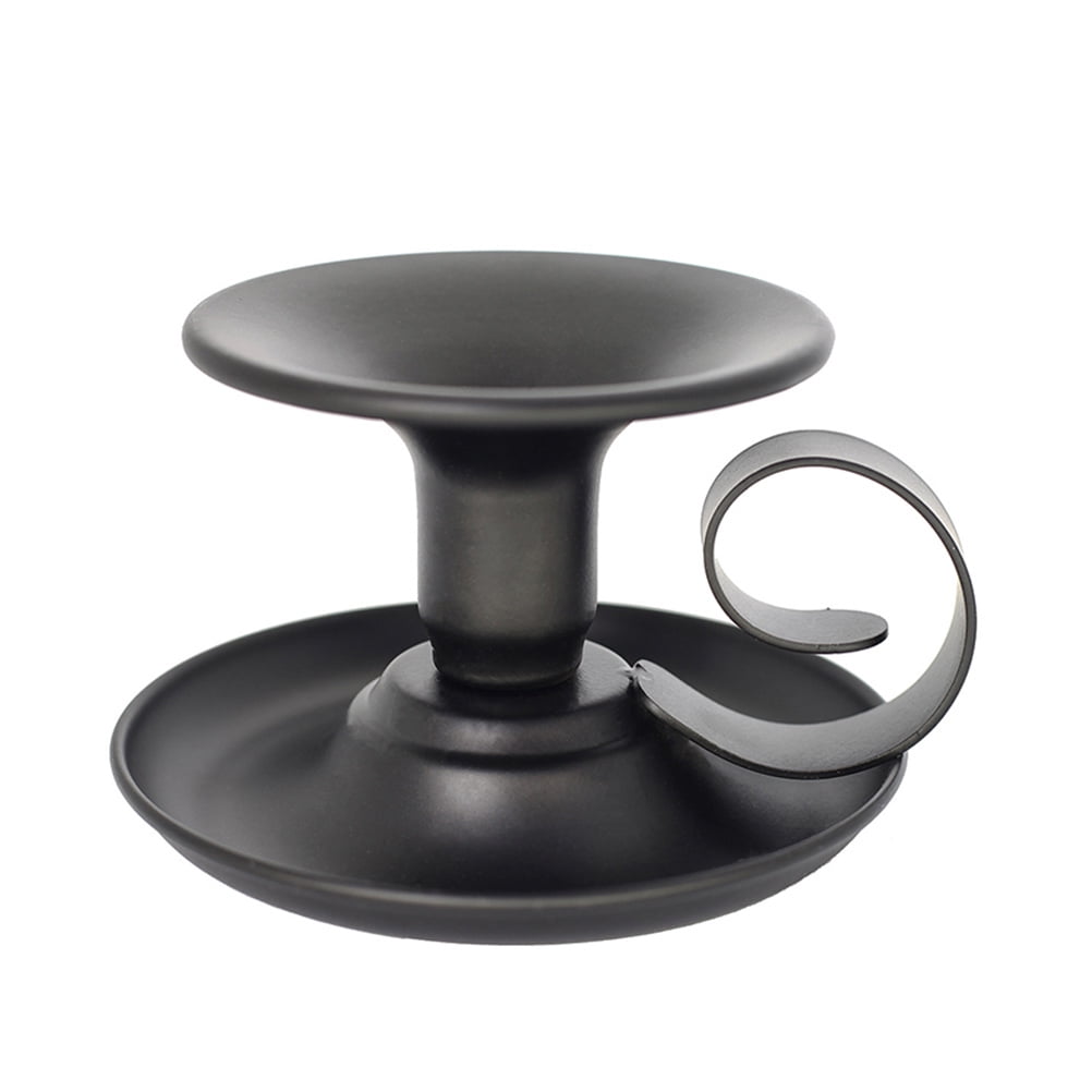 LOLIPPYY Black Wrought Iron Round Candlestick Holder Tea Cup Style ...