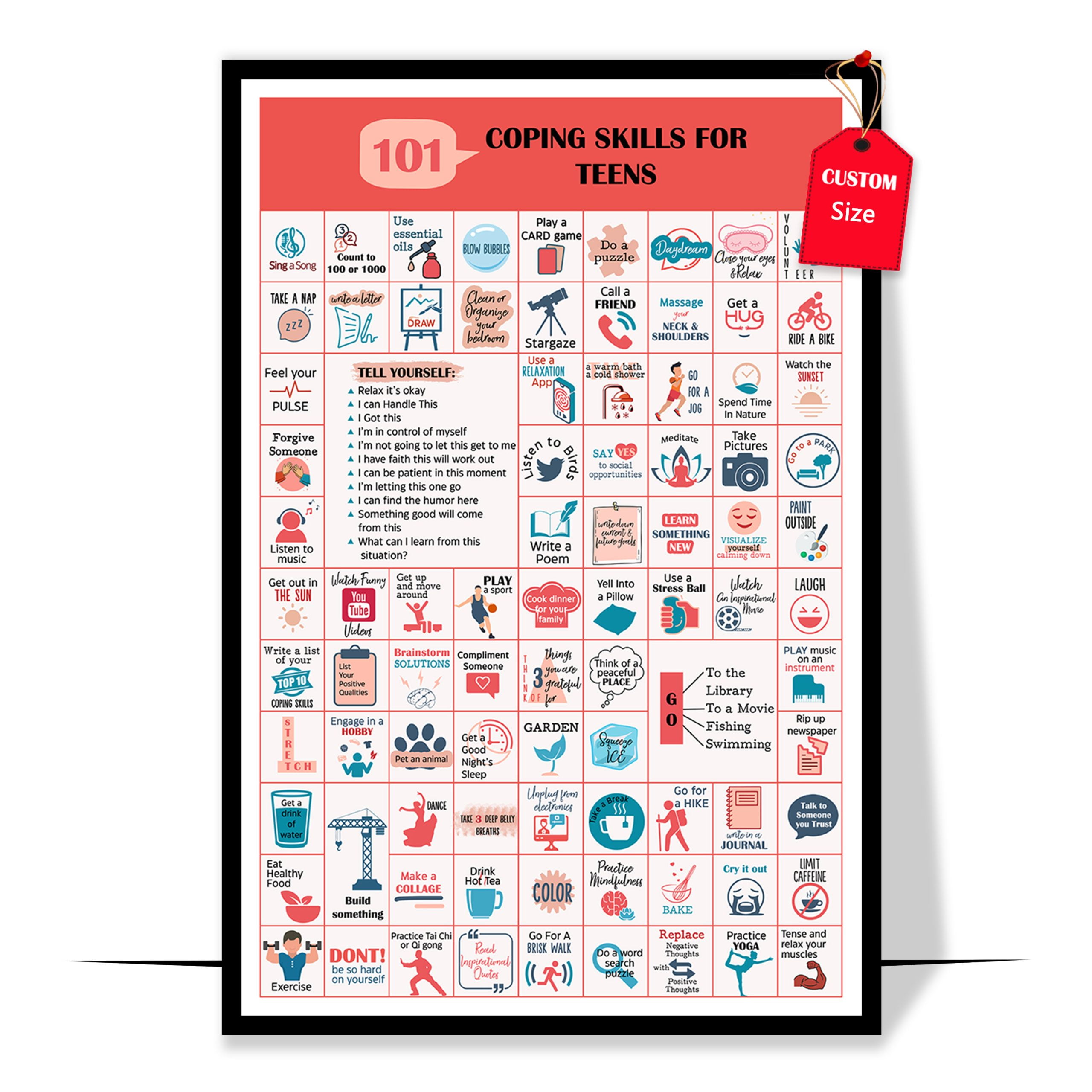 LOLUIS 101 Coping Skills Poster, Calm Down Poster, Mental Health Poster ...