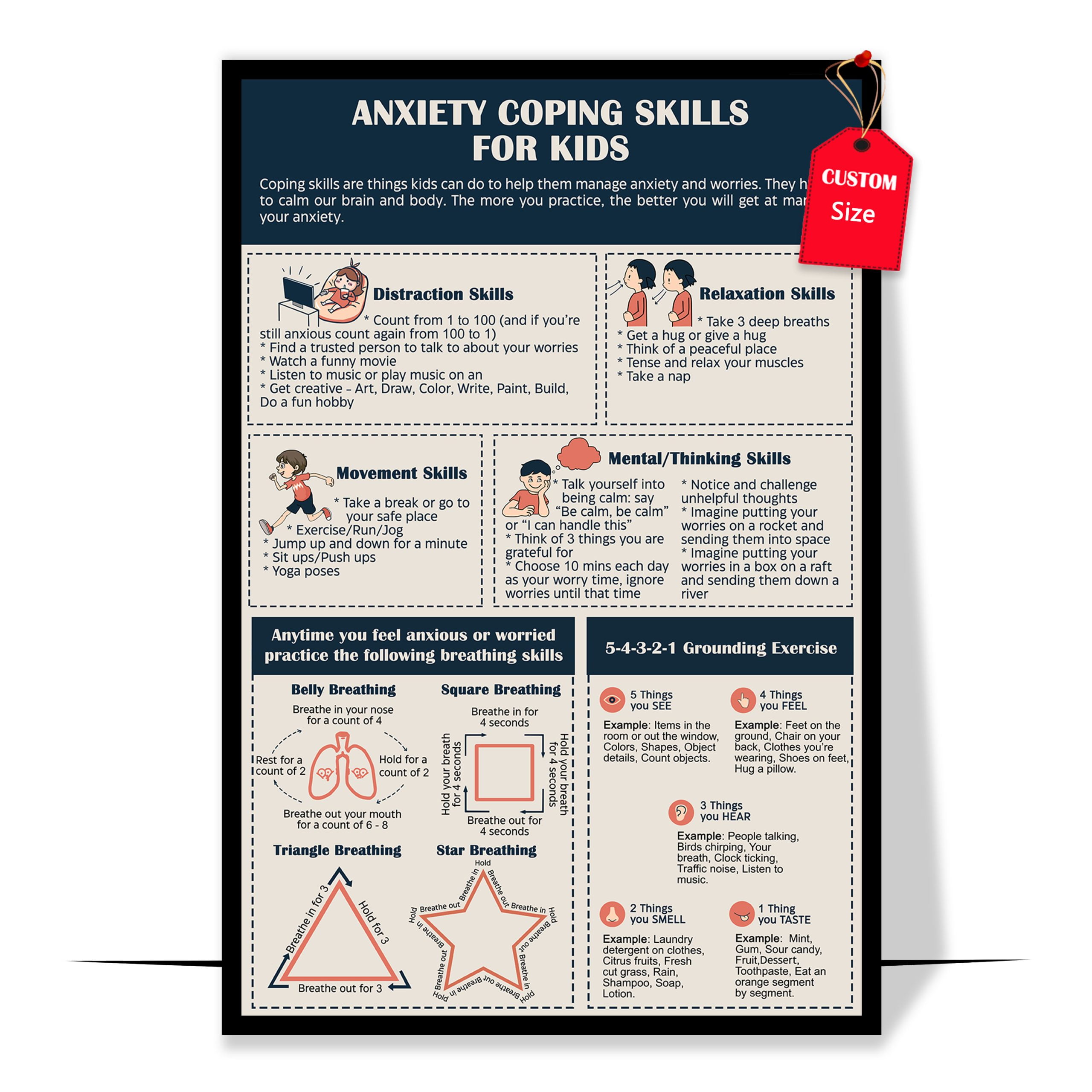 LOLUIS Therapy Calming Corner Print, Anxiety Coping Skills Poster for ...