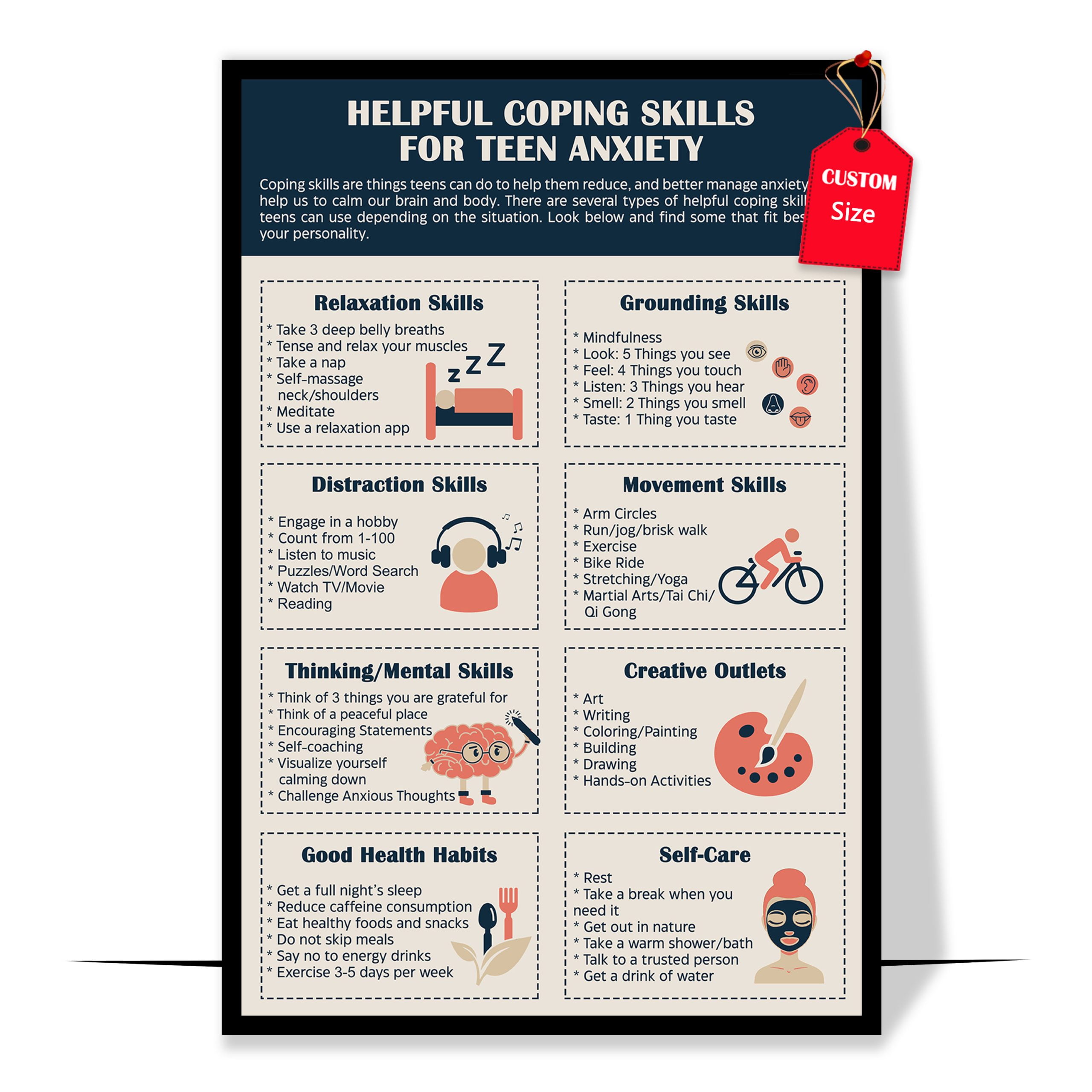 LOLUIS Anxiety Coping Skills Poster, Mental Health Posters, Anxiety ...