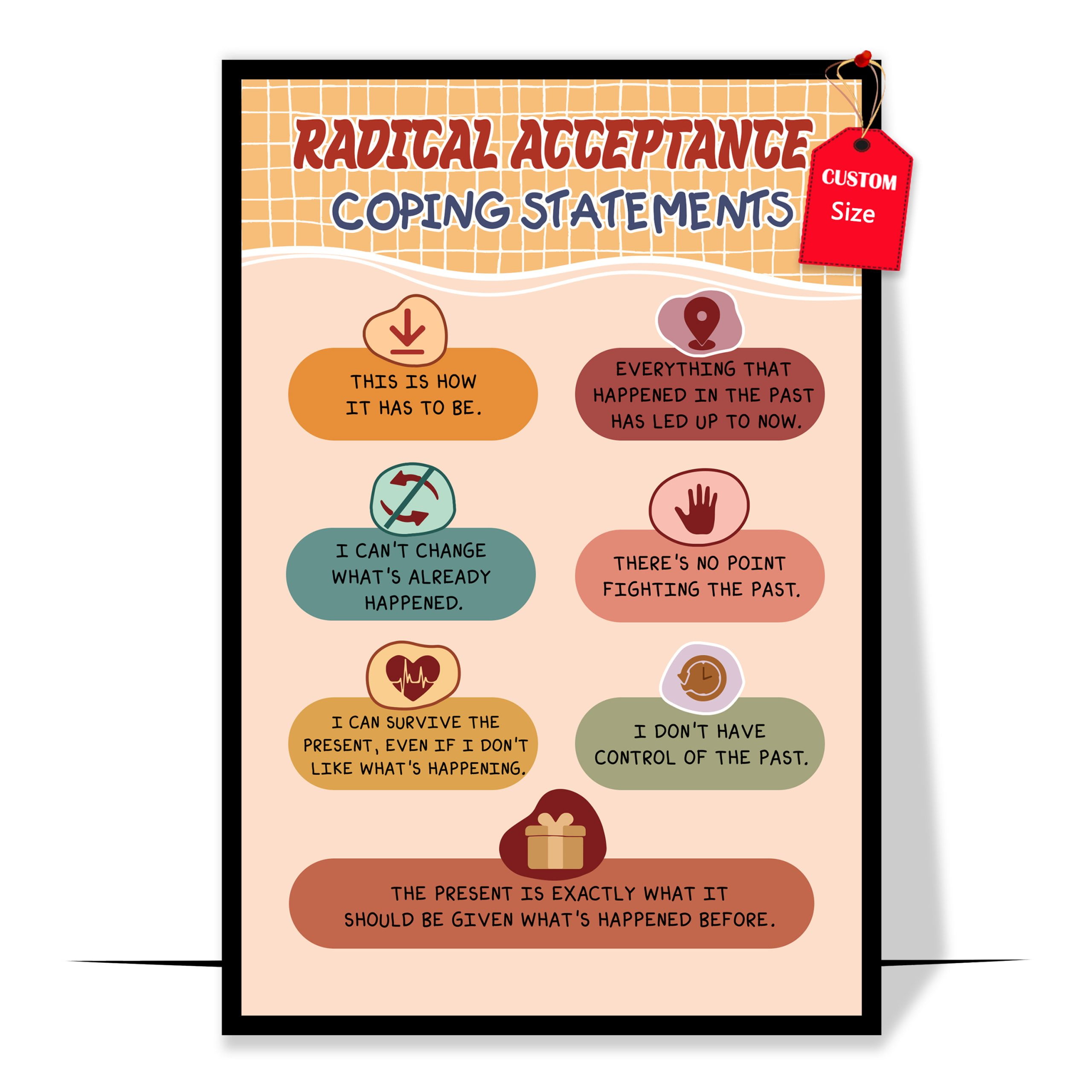 LOLUIS Coping Statement Radical Acceptance Poster, Mental Health Poster ...