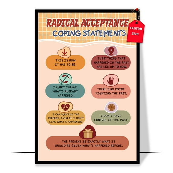LOLUIS Coping Statement Radical Acceptance Poster, Mental Health Poster ...
