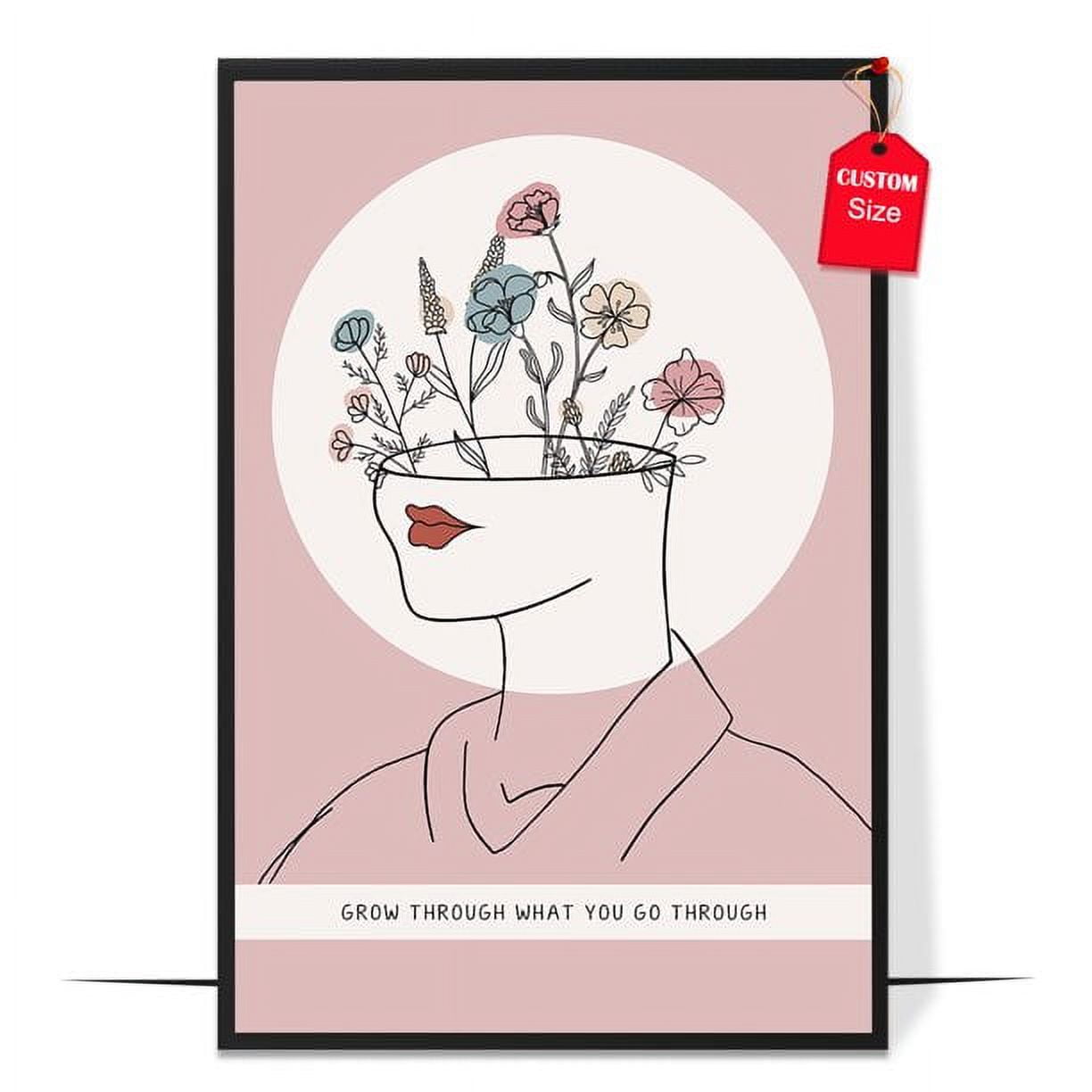 LOLUIS Grow Through What You Go Through Poster, Mental Health Quote ...