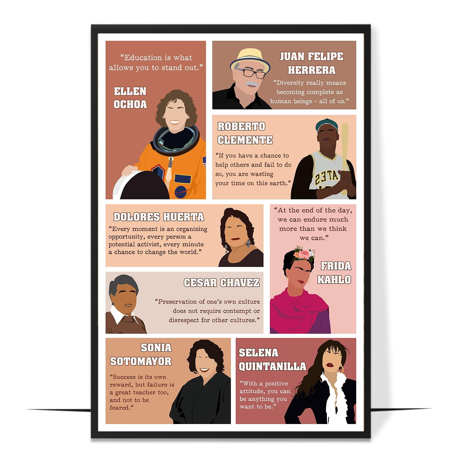 LOLUIS Inspirational Quotes Wall Art, Hispanic Leaders Art Print Decor ...