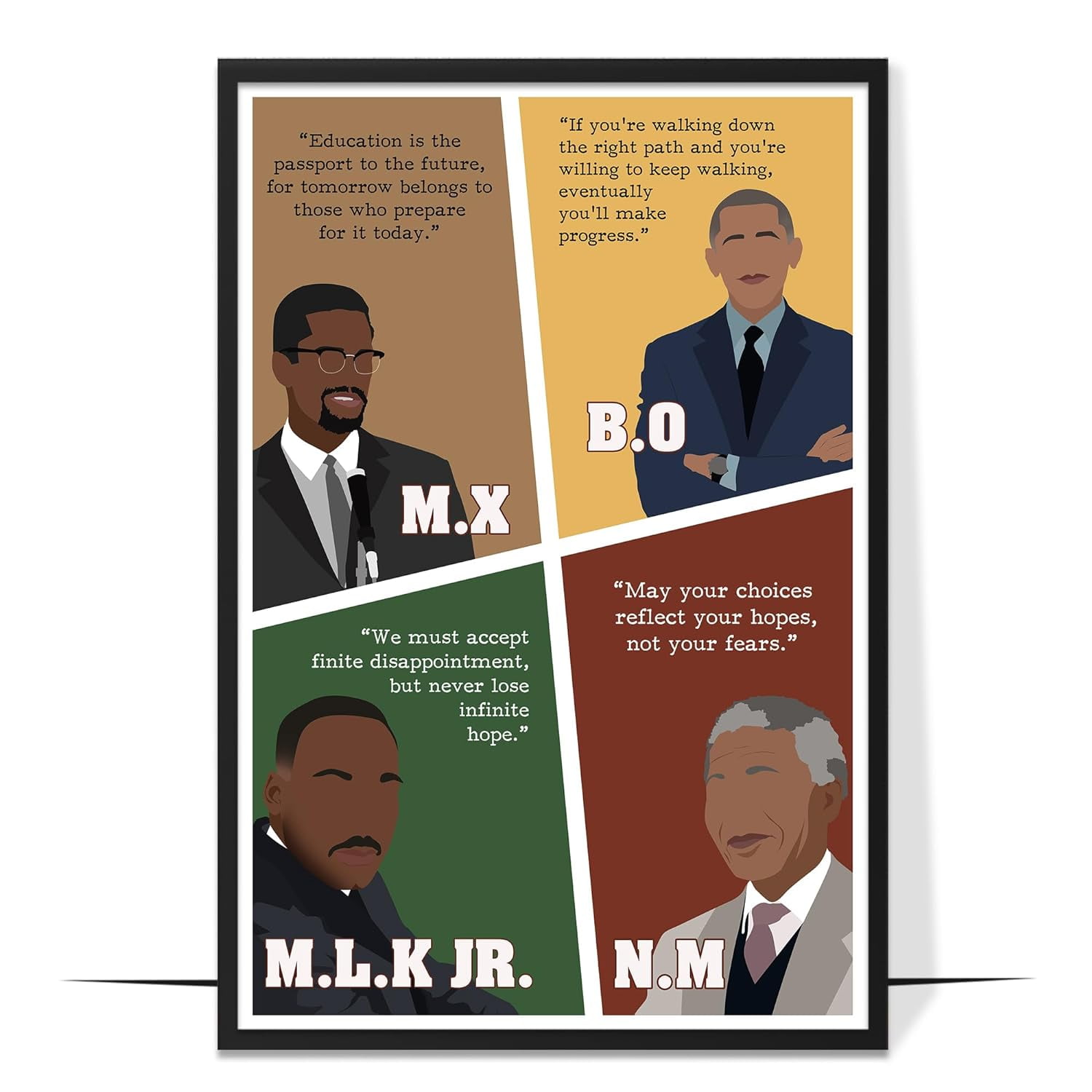 LOLUIS Inspirational Quotes Wall Art, Iconic Black Leaders Art Print ...