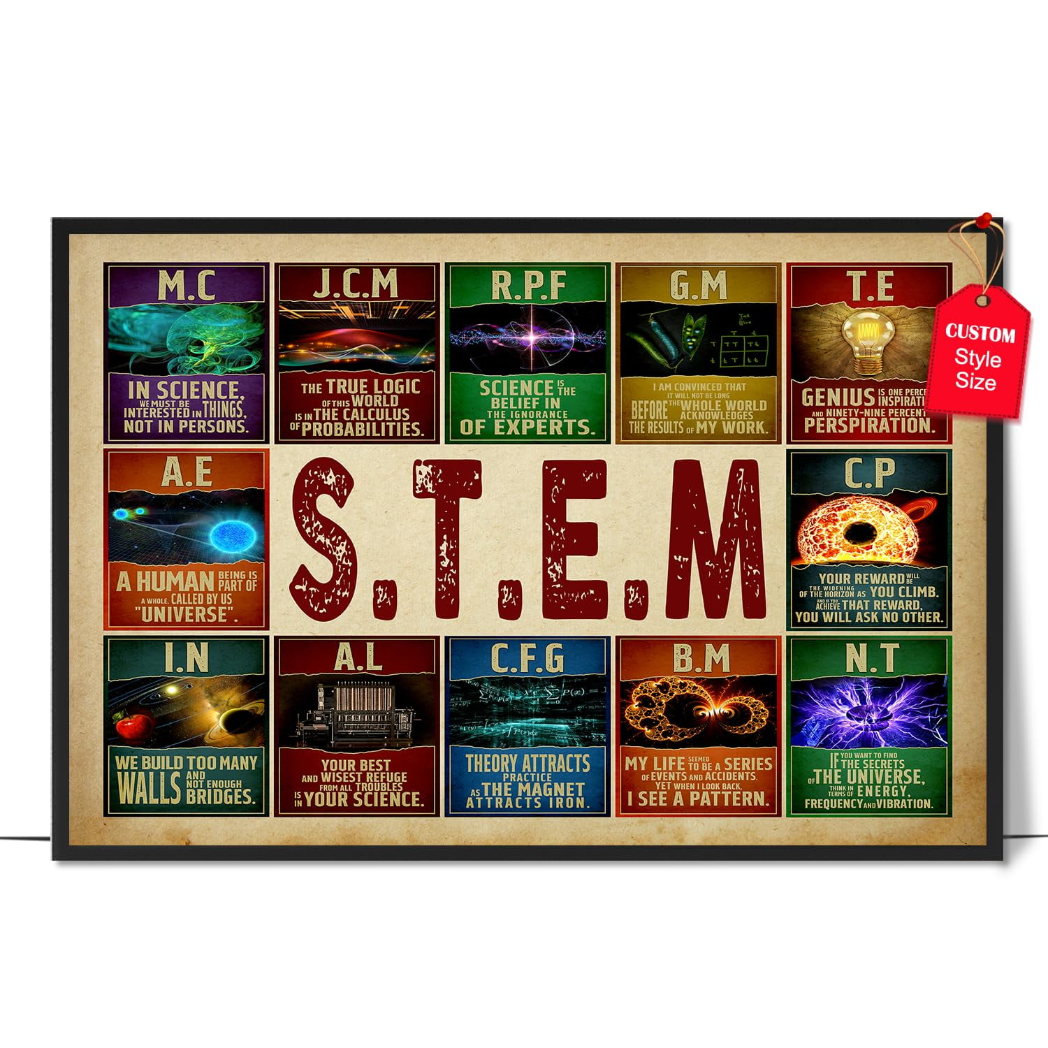 LOLUIS Inspirational Wall Art, STEM Scientists Quote Print Decor for ...