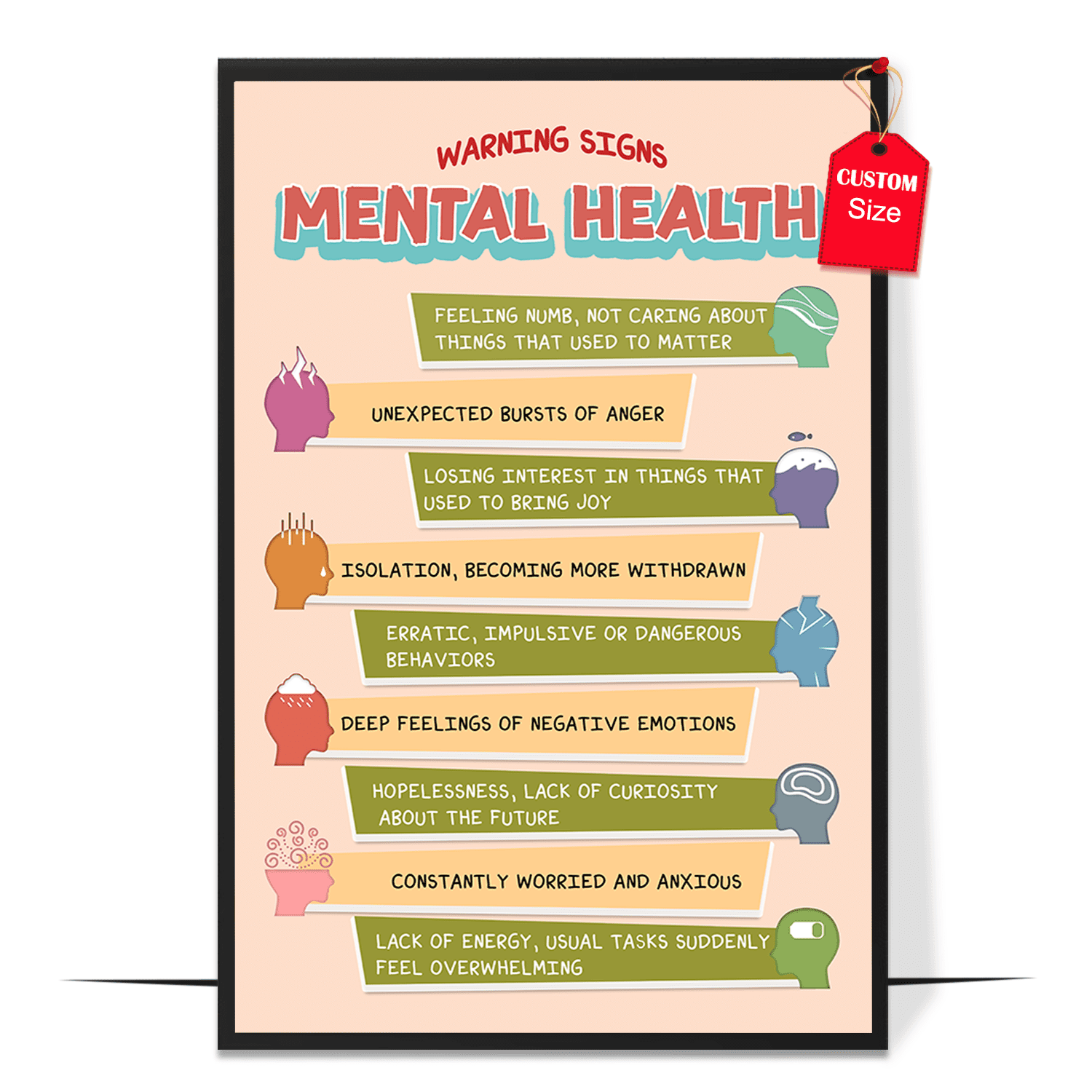 LOLUIS Mental Health Warning Signs Poster, Boho Mental Health Posters ...