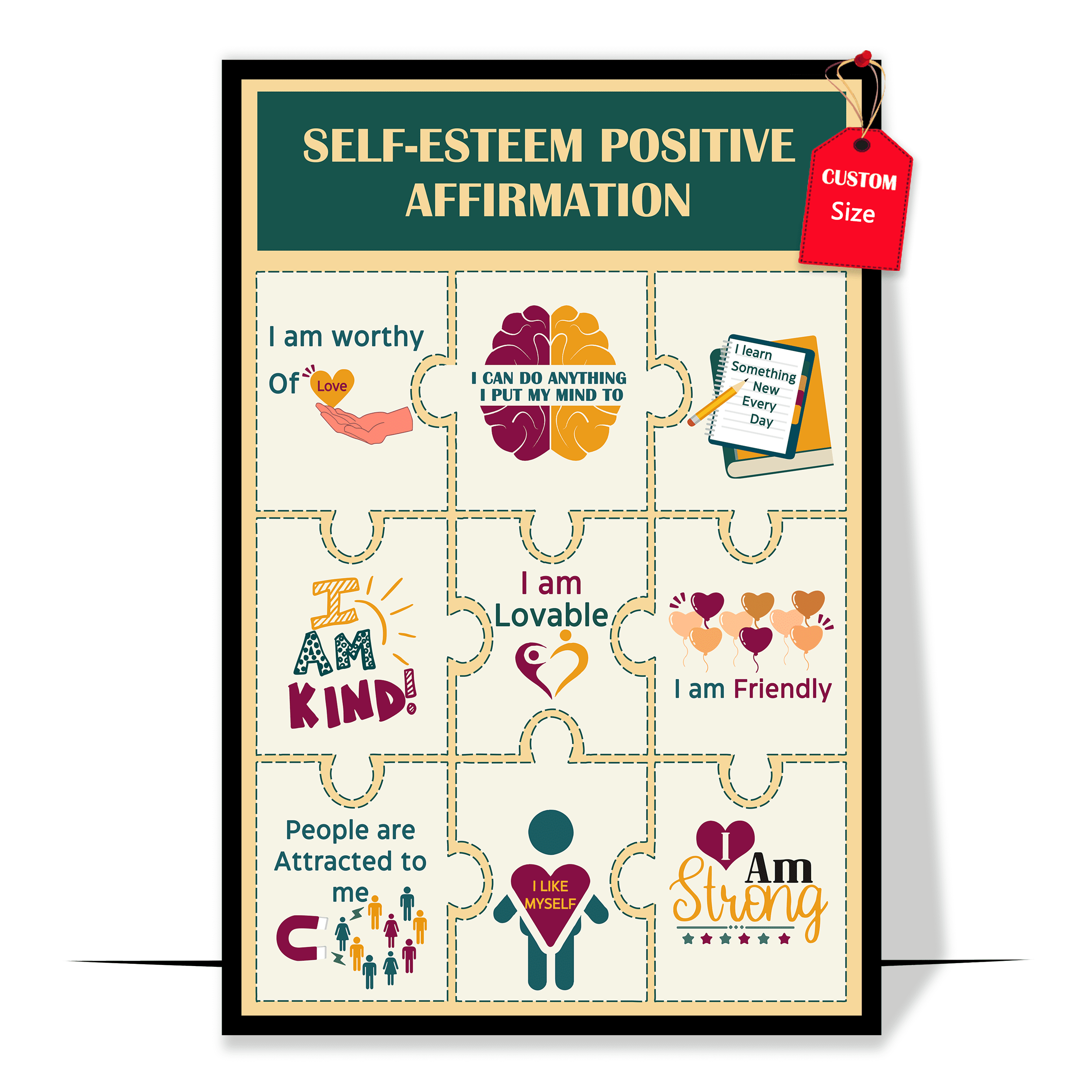 LOLUIS Self-Esteem Positive Affirmations Poster, Mental Health Posters ...