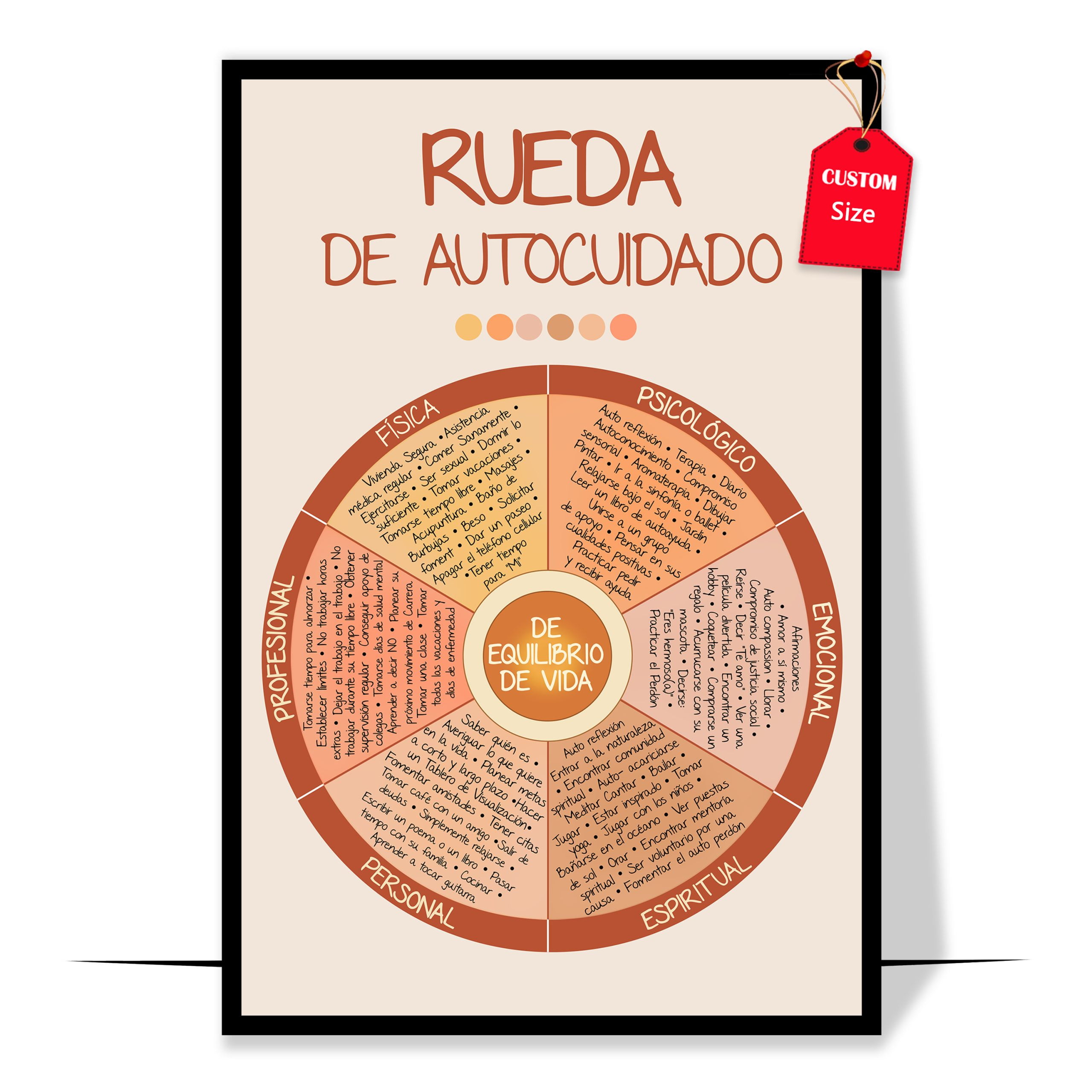 LOLUIS Spanish Self-Care Wheel Poster, Spanish School Counselor Poster ...