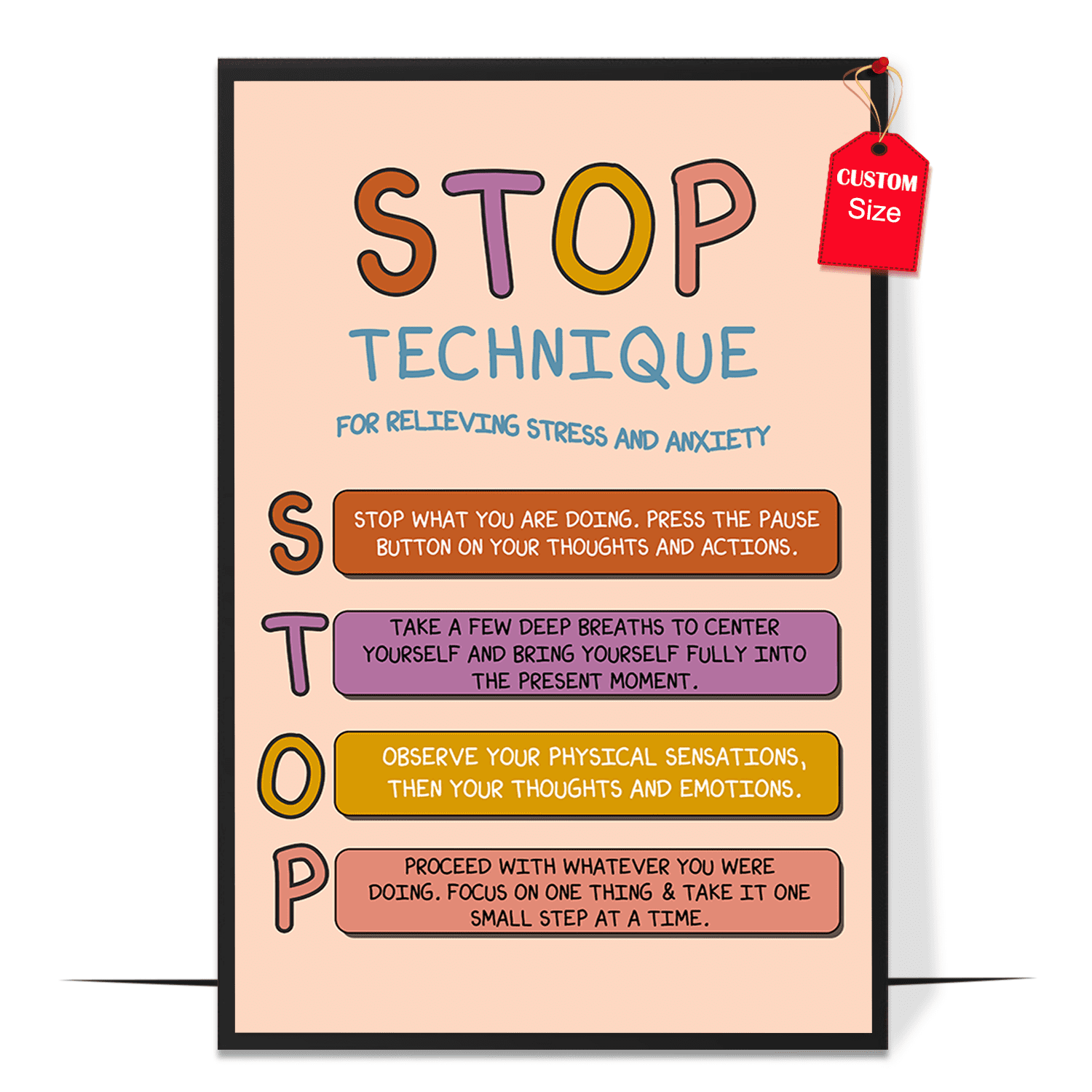 LOLUIS Stop Technique Poster, Boho Mental Health Posters, Therapist ...