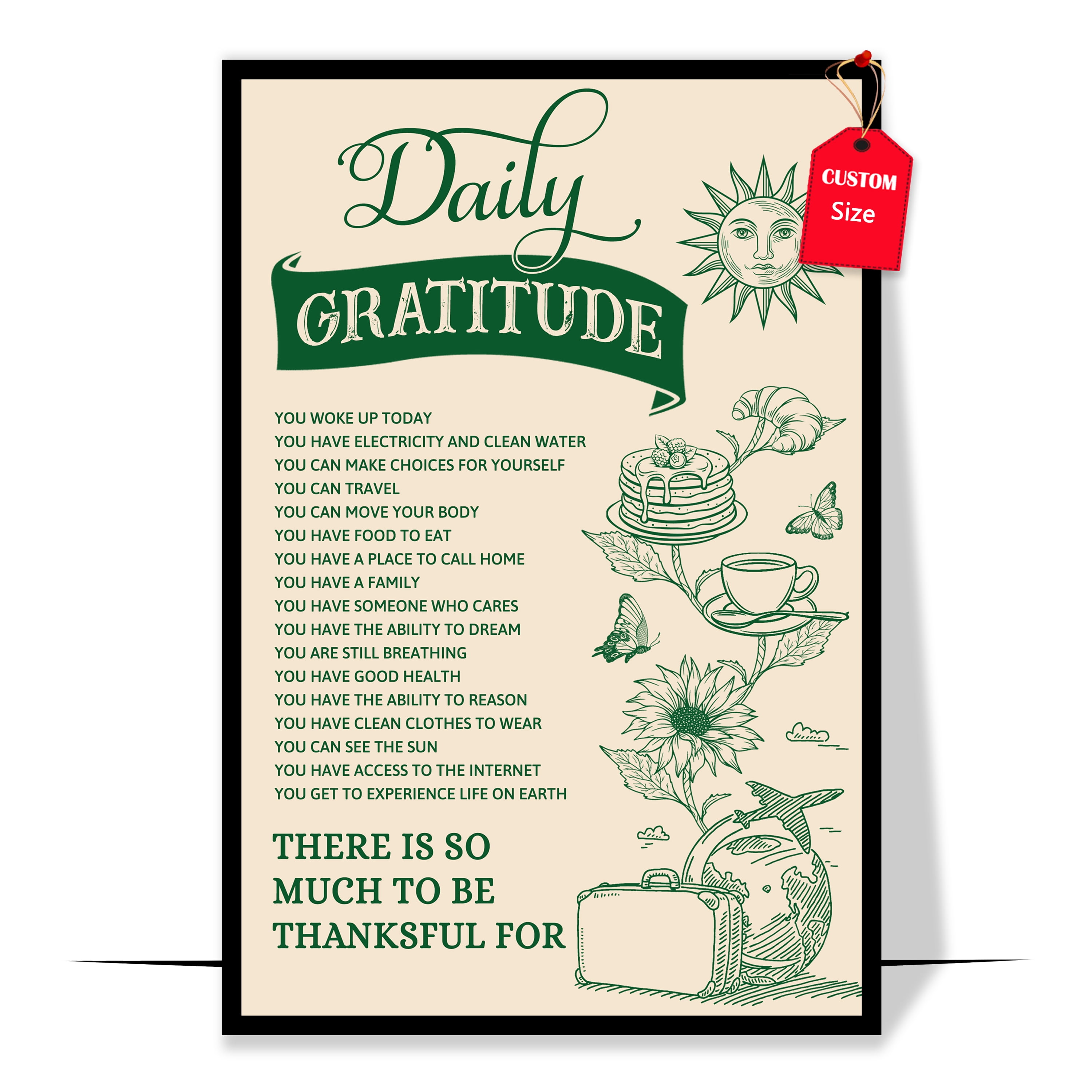 LOLUIS Vintage Green Inspirational Quotes Daily Gratitude Posters ...