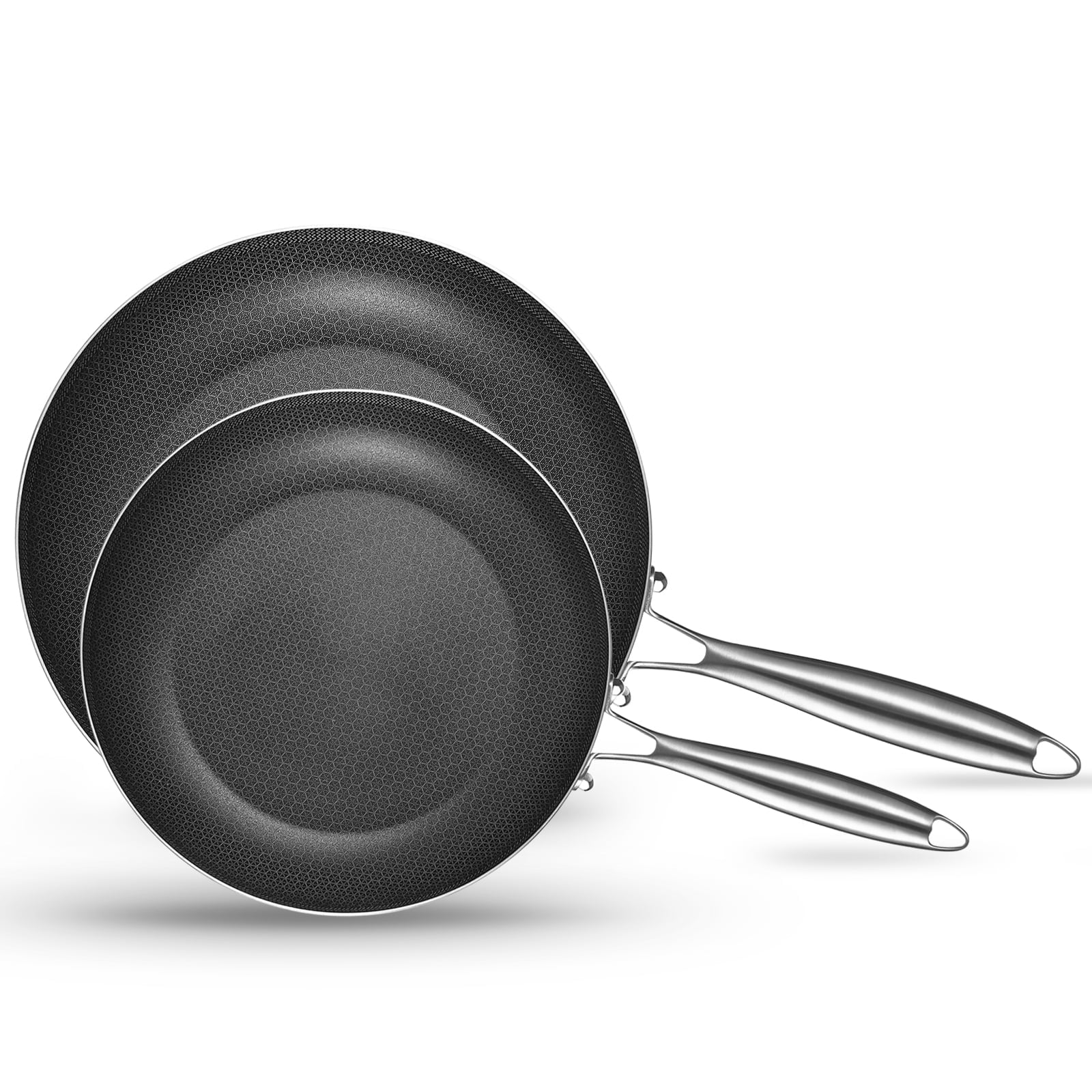 LOLYKITCH 10-12 Inch Hybrid Tri-Ply Stainless Steel Nonstick Chef's ...