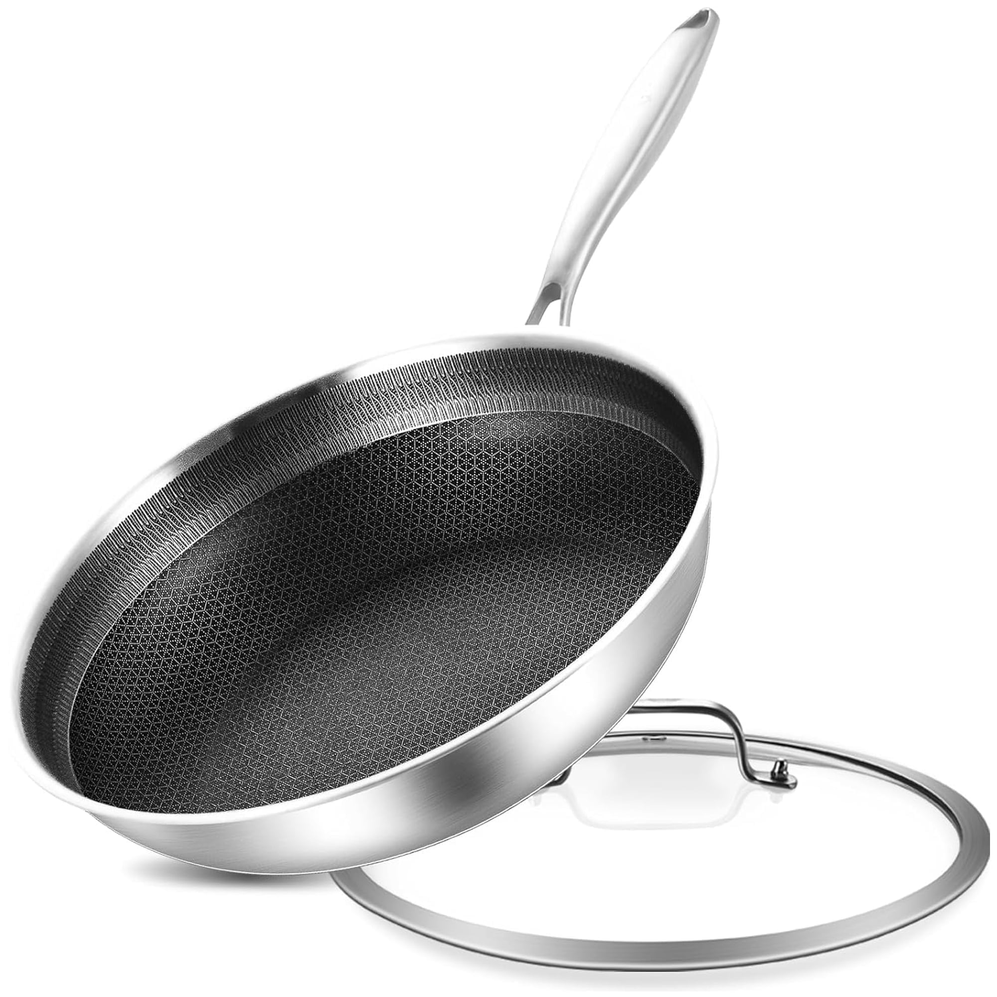 LOLYKITCH 10 inch Hybrid Nonstick Stainless Steel Sauté Pan with Lid ...