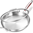 LOLYKITCH 14 inch Tri-Ply Stainless Steel Large Skillet,Griddle Pan ...