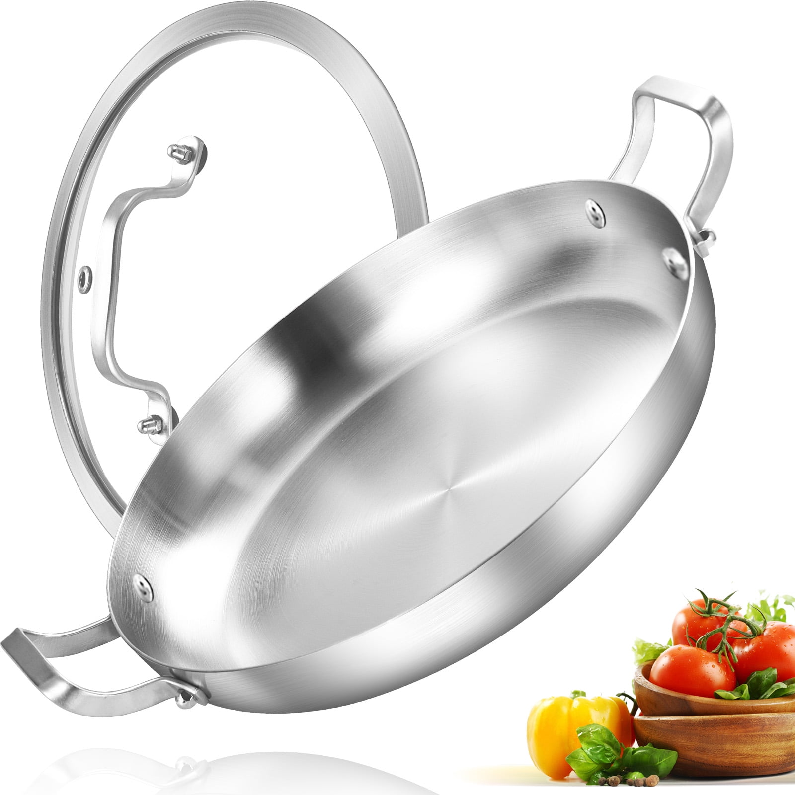 Free Shipping! LOLYKITCH 14 inch Tri-Ply Stainless Steel Outdoor Paella ...