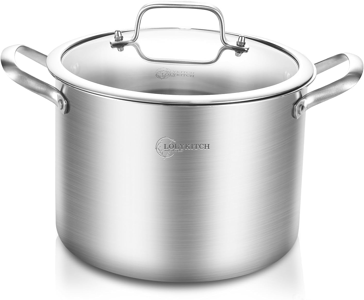 LOLYKITCH Tri-Ply Whole Clad 8 Quarts Stainless Steel Stock Pot with ...