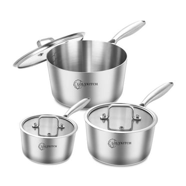 Made In 6 Pc Cookware Set in Stainless Steel - Includes Pans, Saucepan ...