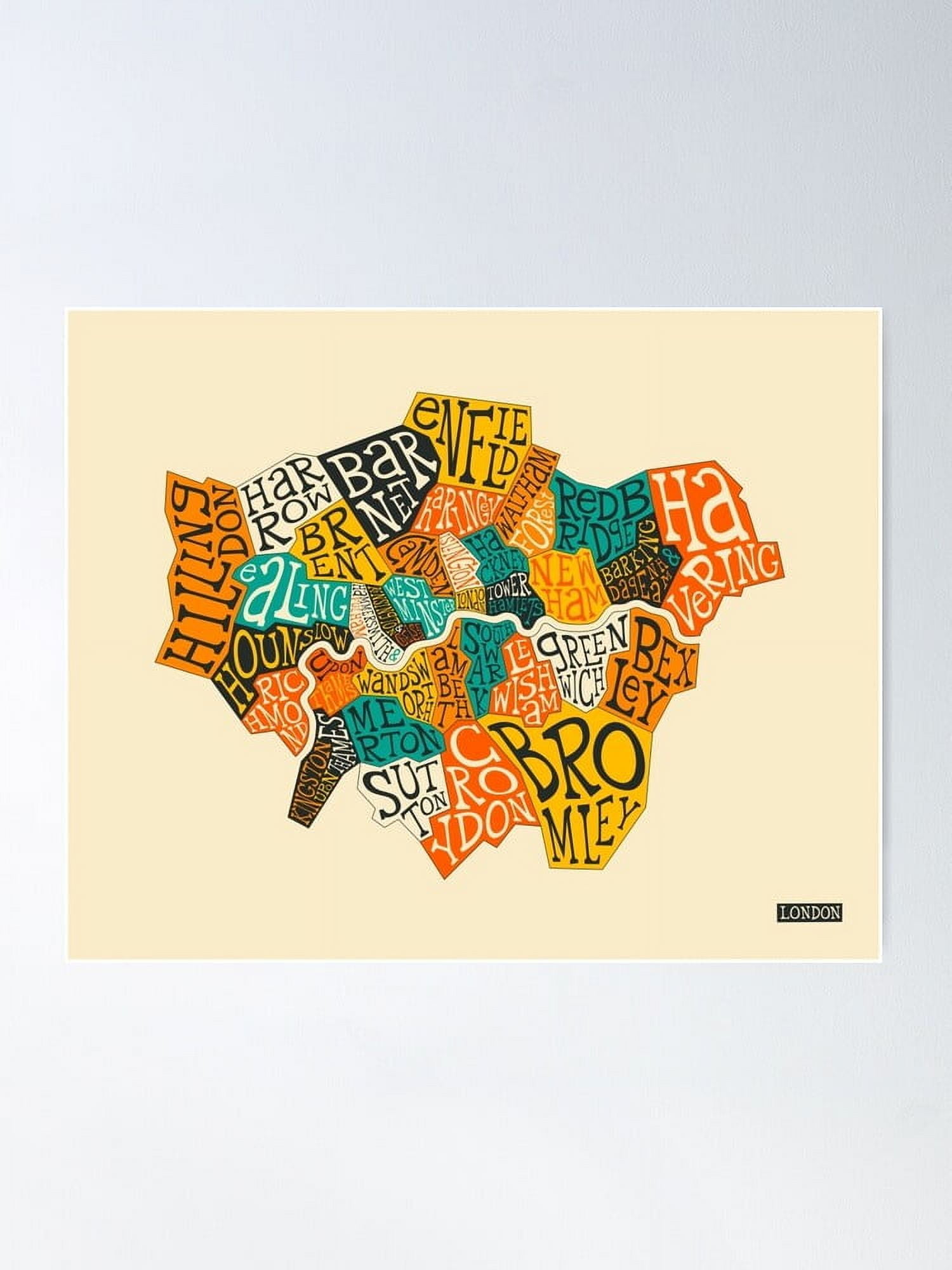 LONDON BOROUGHS MAP Poster - Walmart.com