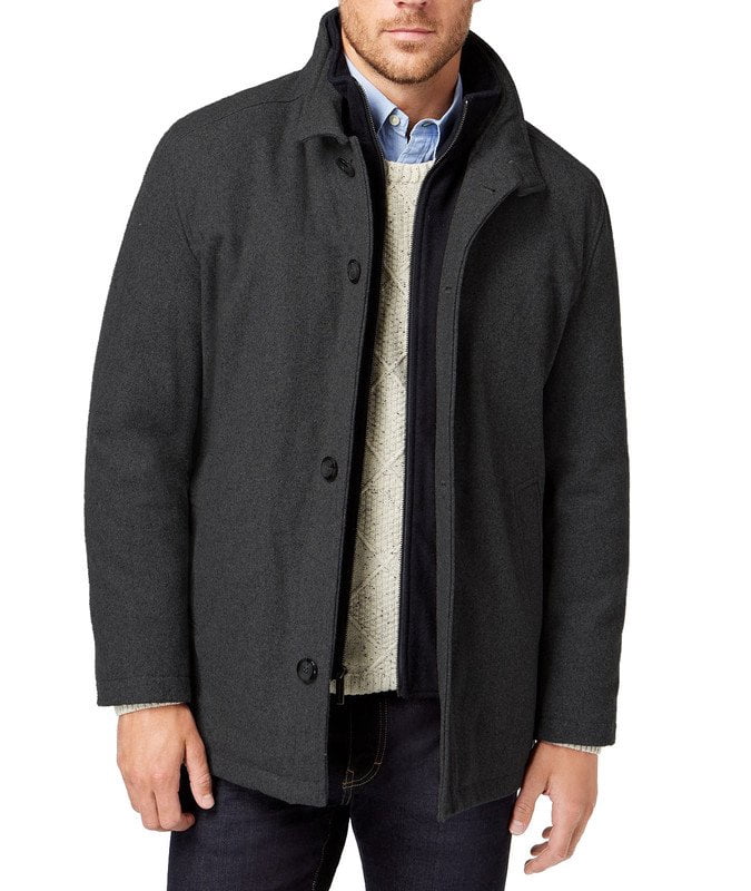 LONDON FOG Coats for Men - Men's Wool Blend Car Coat with Bib - Classic ...