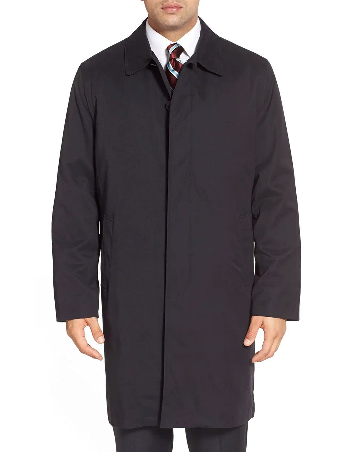 LONDON FOG Men's Raincoat, Durham Single Breasted Rain Coat with Zip ...