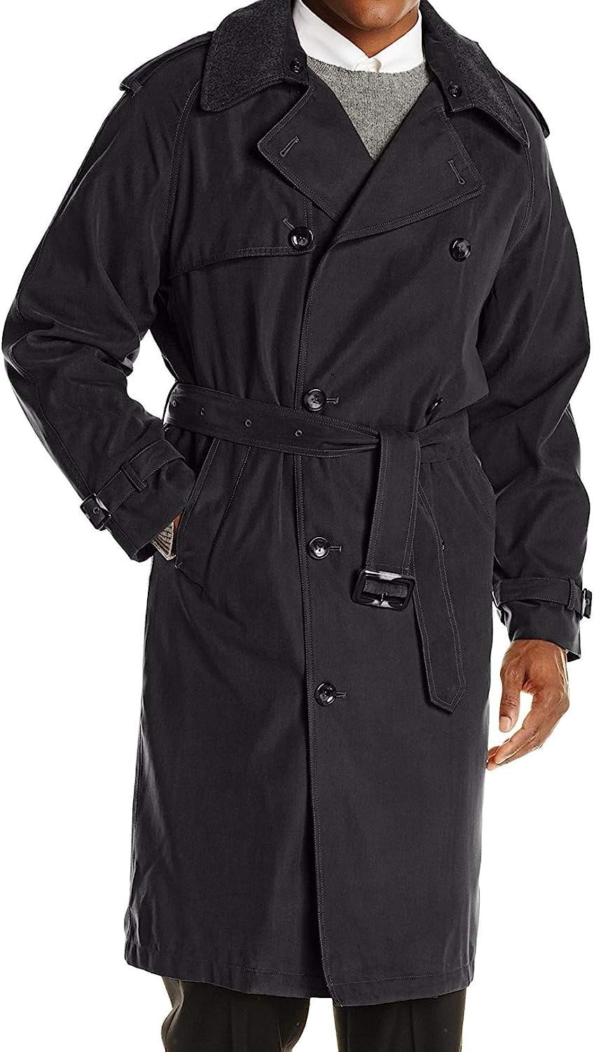 LONDON FOG Men's Iconic Trench Coat, Black, 56L - Walmart.com