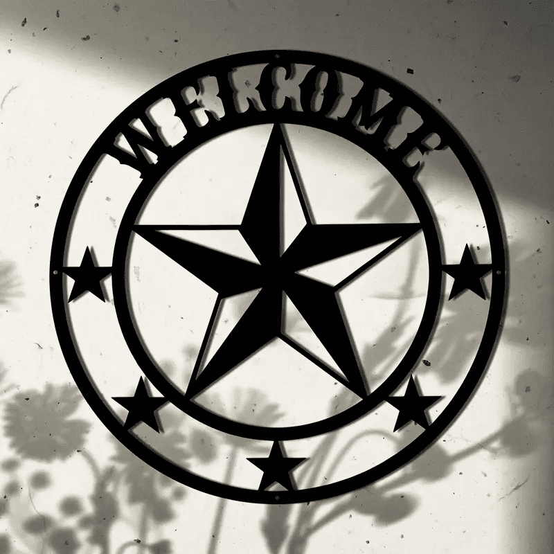 LONE STAR Welcome Sign Metal Wall Art, Western Front Door Decor ...