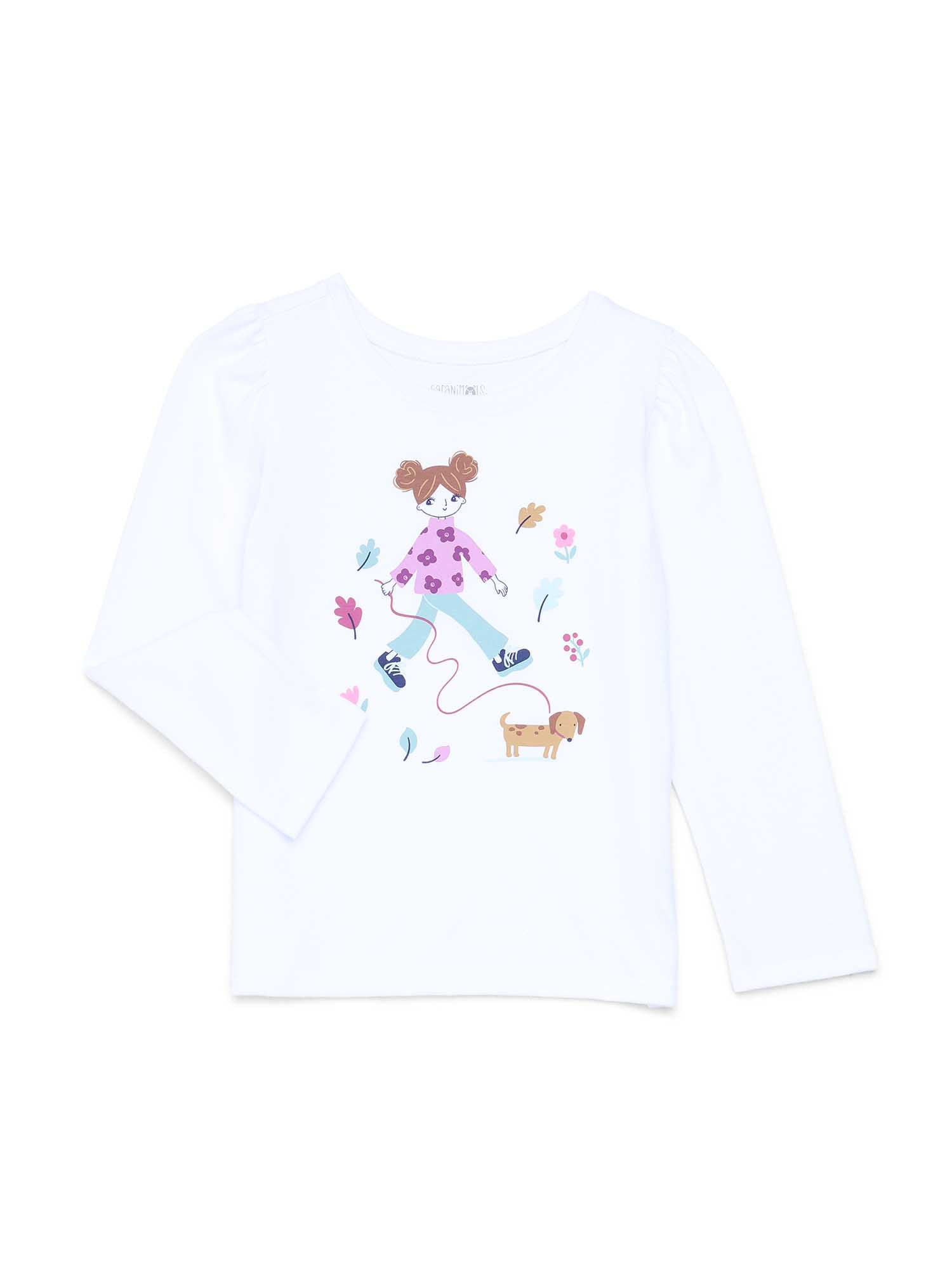 Garanimals Toddler Girl Long Puff Sleeve Graphic T-Shirt, Sizes 18M-5T ...