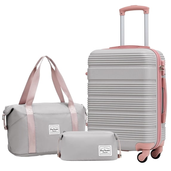 LONG VACATION 3 Piece Carry On Luggage 20 Inch Carryon Suitcase with ...
