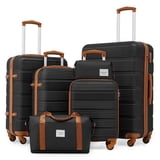 LONG VACATION 6 Piece ABS+PC Hardshell Luggage Set with Spinner Wheels ...