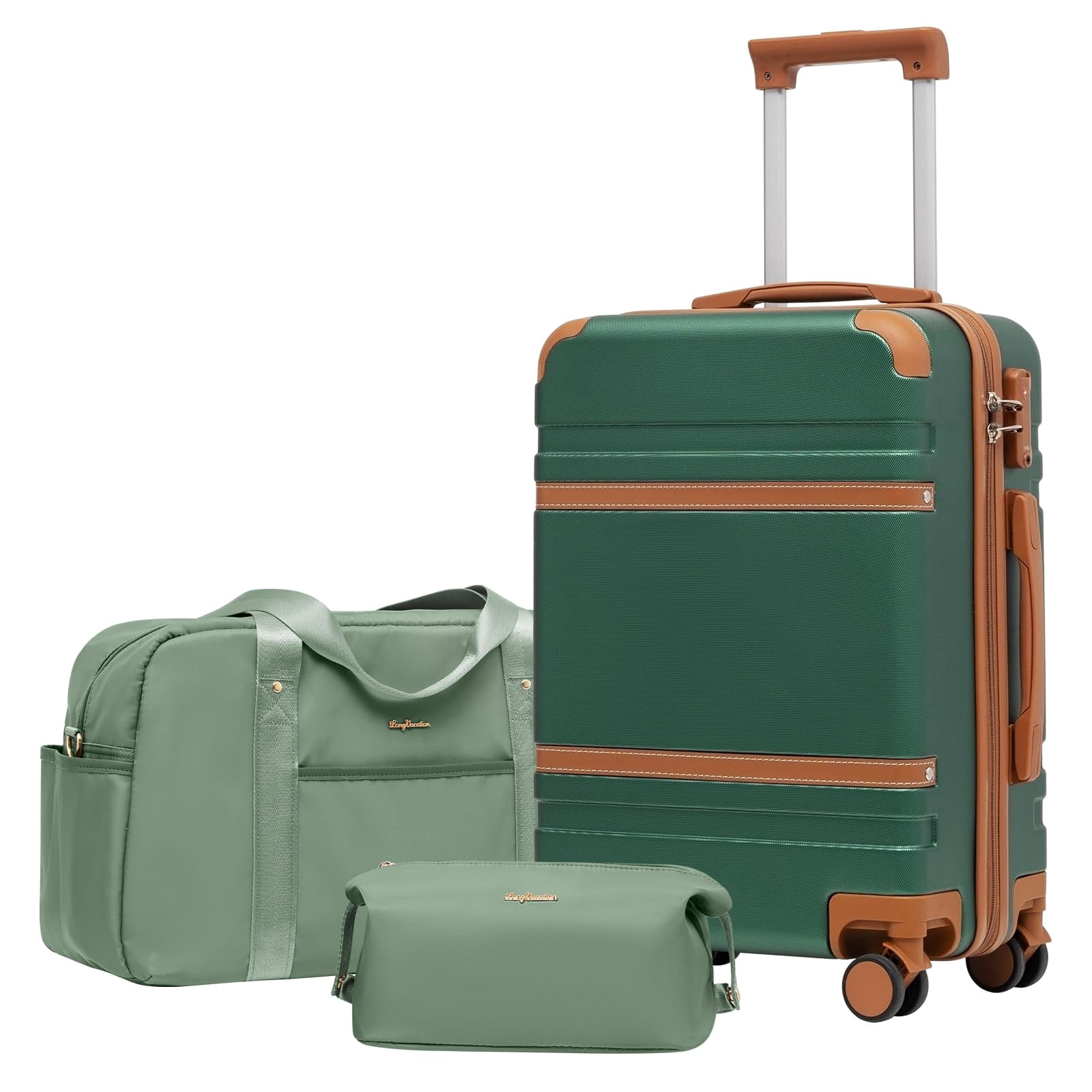 LONG VACATION Carry On Luggage Set 3 Piece, 20 Inch ABS+PC Hardshell ...