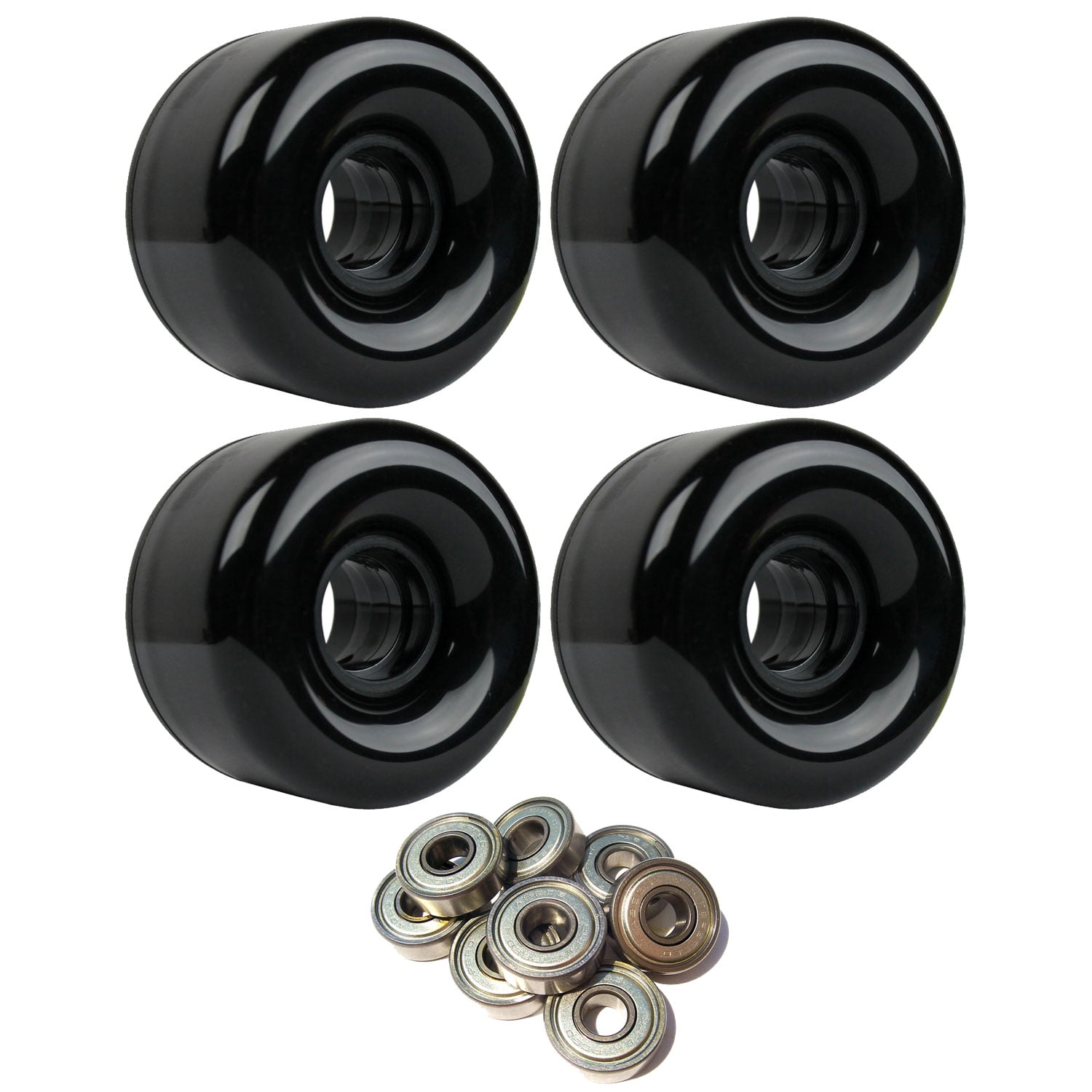LONGBOARD CRUISER WHEELS 65mm x 44mm 83A Black ABEC 7 BEARINGS ...