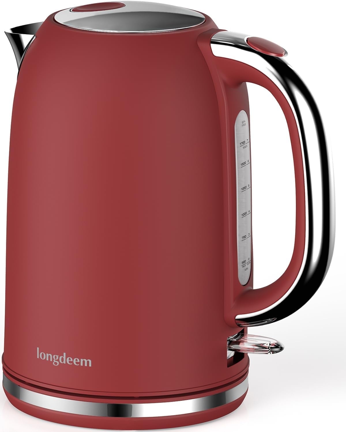LONGDEEM 1.7L Electric Tea Kettle, 1500W Fast Heating, Stainless Steel ...