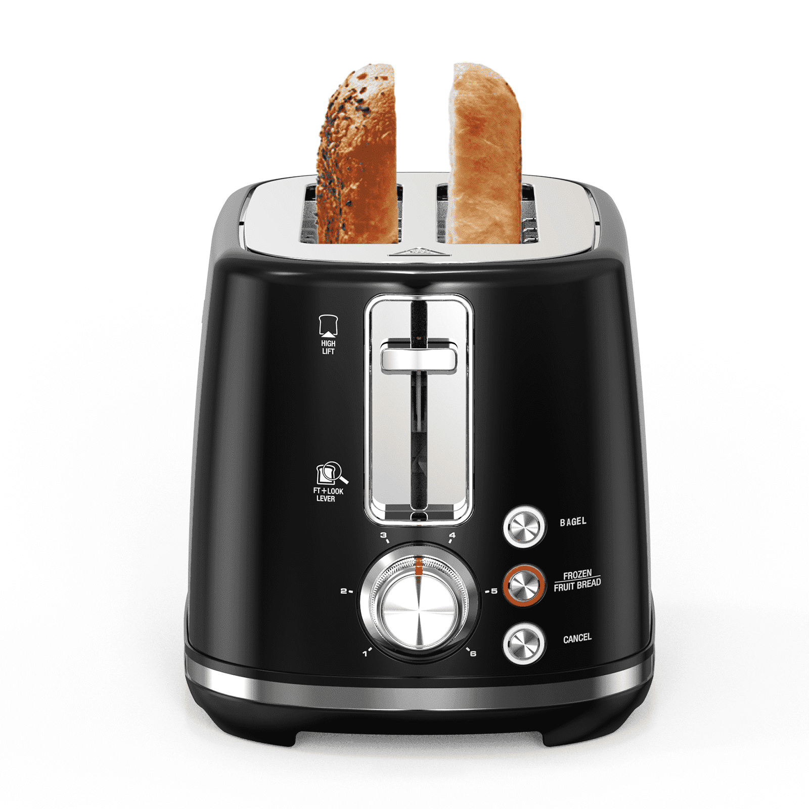 LONGDEEM 2 Slice Toaster, 6 Settings, Extra Wide Slots, High Lift, Auto ...