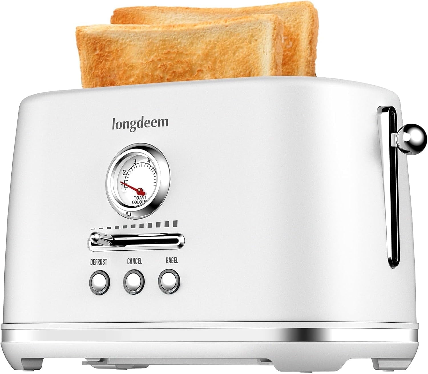 LONGDEEM 2 Slice Toaster, Wide Slots, Auto Shut-off, 6 Shade Dial, Easy ...