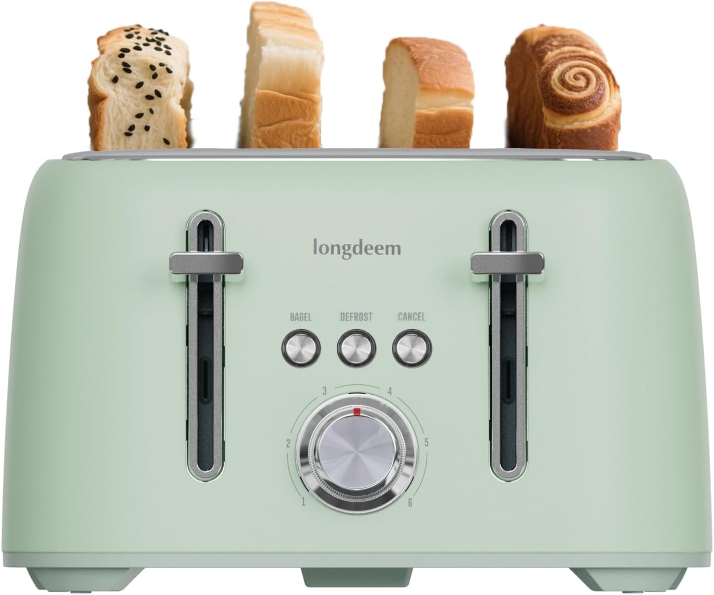 LONGDEEM 4-Slice Toaster 1.5" Extra Wide Slot Stainless Steel with High ...