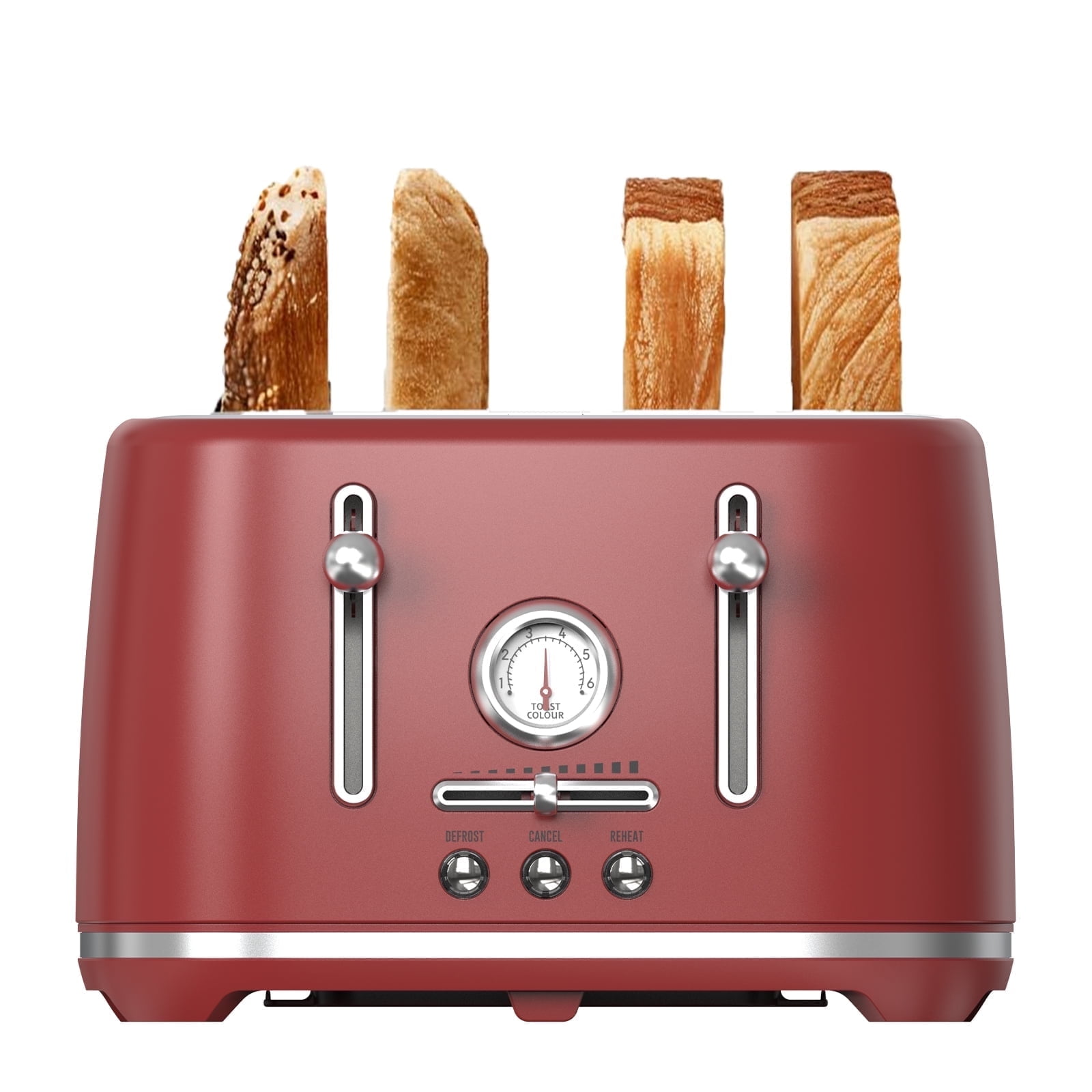 LONGDEEM 4 Slice Toaster - 6 Browning Options, Wide Slots, High Lift ...