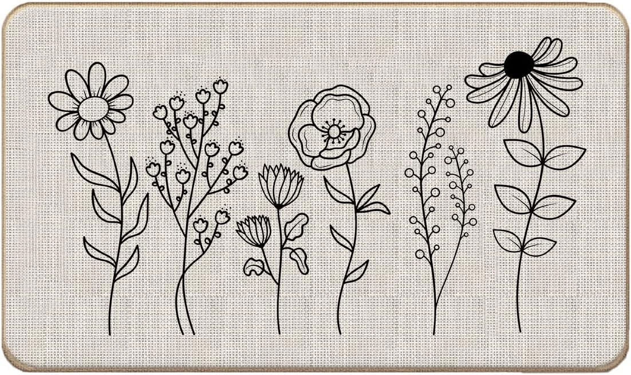 LONGGGGLO Farmhouse Rustic Wildflower Flower Floral Door Mat Doormat ...