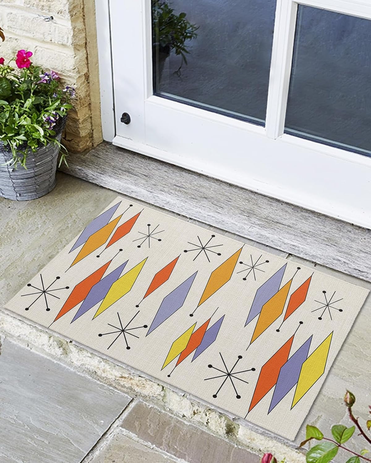 LONGGGGLO Indoor Outdoor Mats, Retro Geometric European Style Modern ...