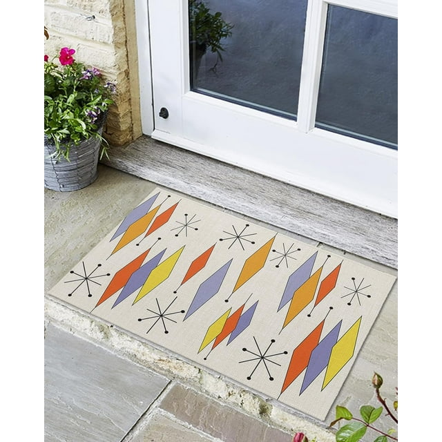 LONGGGGLO Indoor Outdoor Mats, Retro Geometric European Style Modern ...