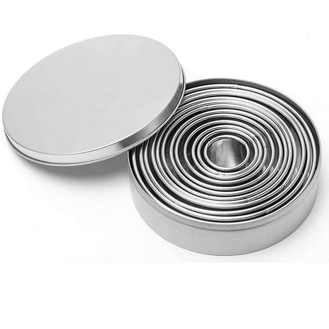LONGHEXINA 12 Pcs Sturdy Stainless Steel Circle Round Cookie Cutters ...