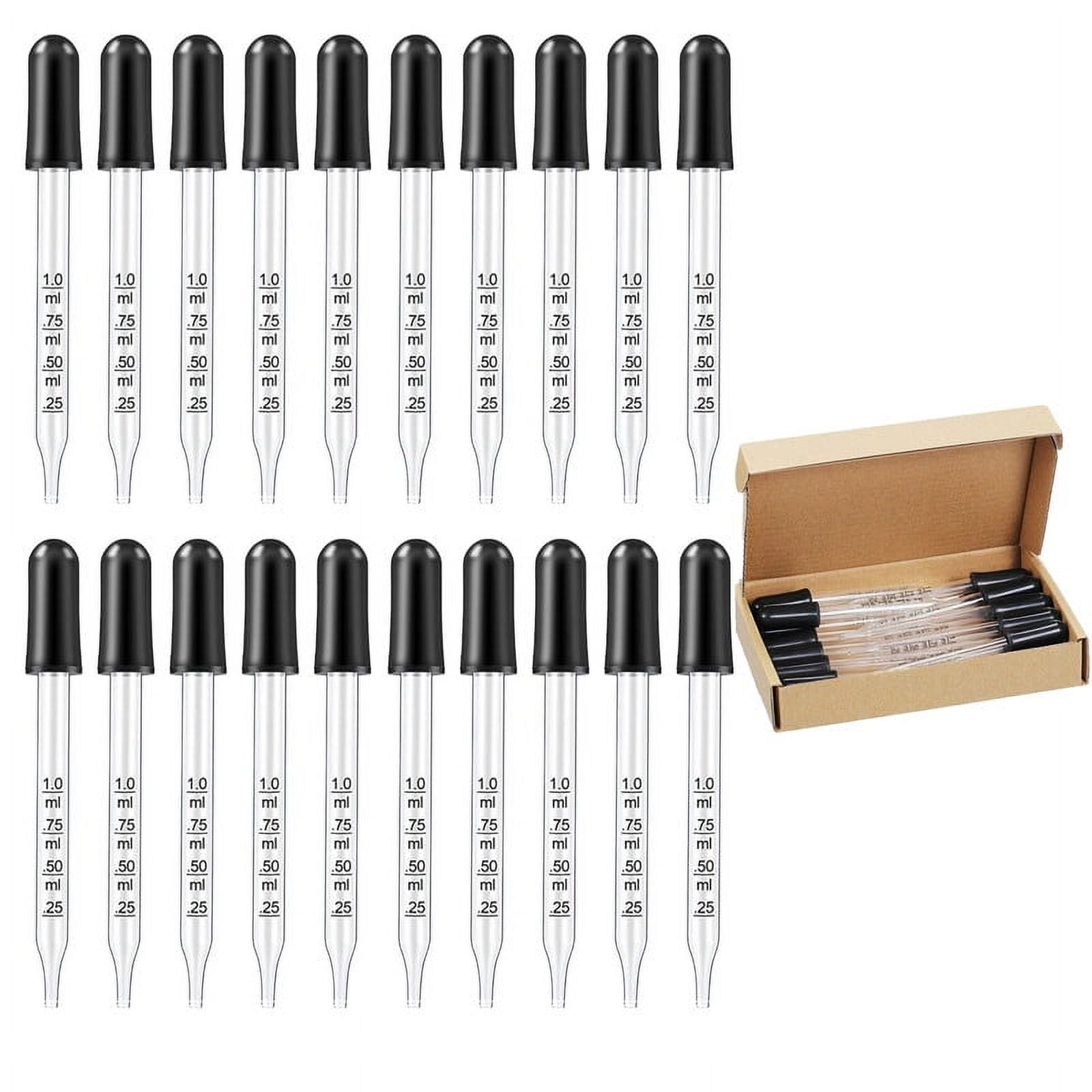 LONGHEXINA 20 Pcs Glass Straight Tip Graduated Ear Droppers with Paper ...